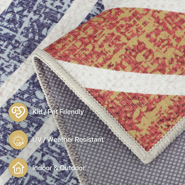 Orren Ellis Washable Area Rug, Modern Abstract, Non-Slip, Low Pile ...
