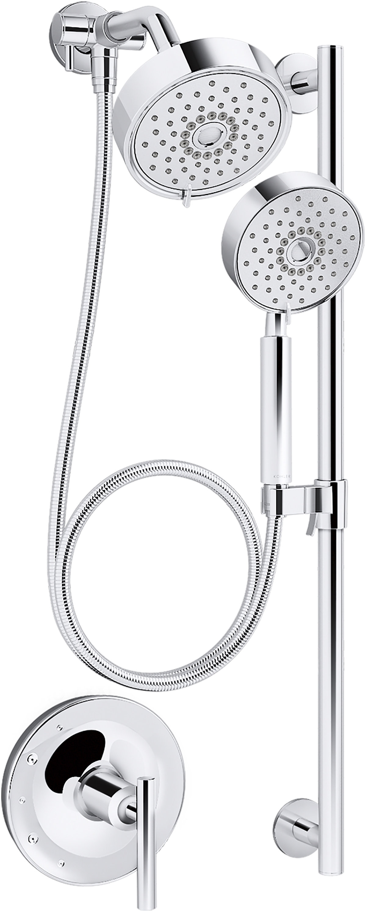 Kohler Purist Performance Showering Kit, 1.75 GPM Multifunction Showerhead and Handshower ...
