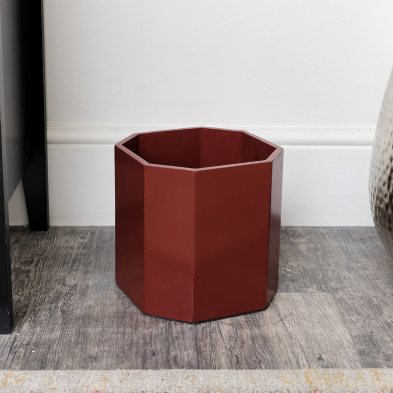 Corrigan Studio Oxblood Dark Wooden Octagonal Edge Waste Paper Bin ...
