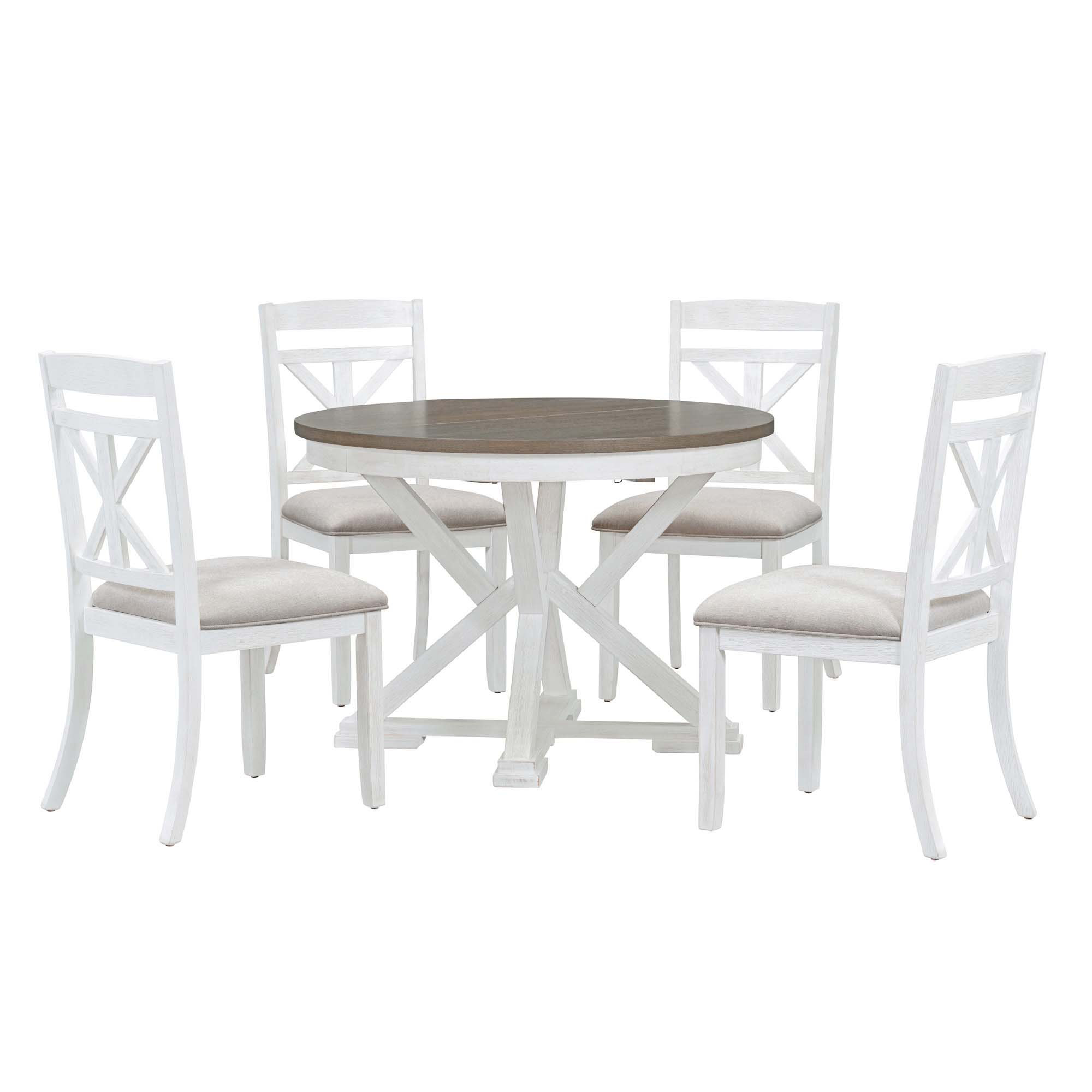 August Grove® 5-Piece Retro Functional Dining Table Set Extendable ...