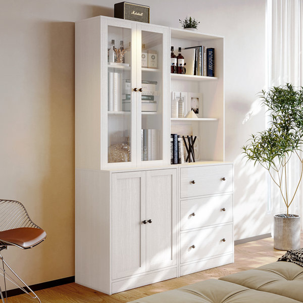 Latitude Run® Resie 71" H x 47.3" W Glass Library Bookcase & Reviews ...