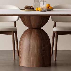 Hokku Designs Rectangular Rock Slab Solid Wood Dining Table | Wayfair