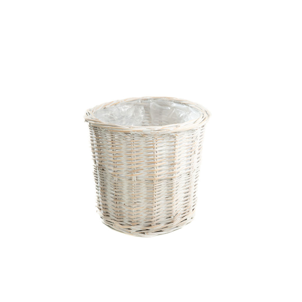 17 Stories Round Wicker Storage Basket with Lining for Planter ...