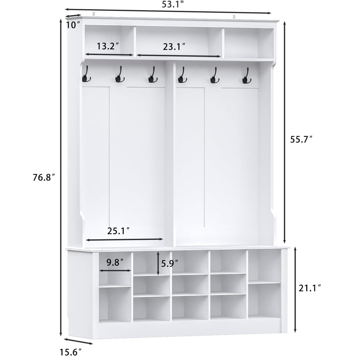Red Barrel Studio® Hall Tree with Bench and Shoe Storage, Farmhouse 4 ...