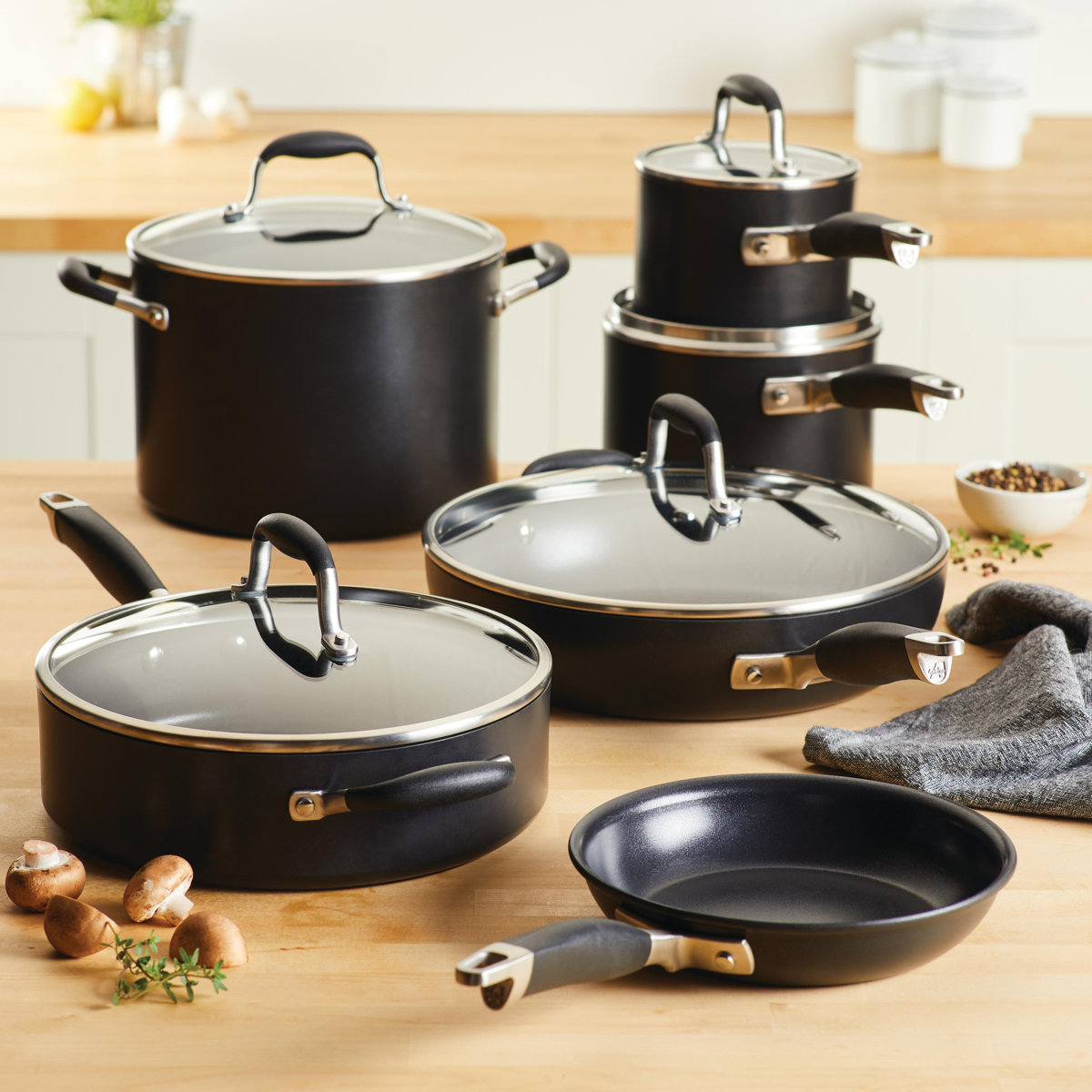 Anolon Advanced Home Hard Anodized Nonstick Cookware Set, 11 Piece ...