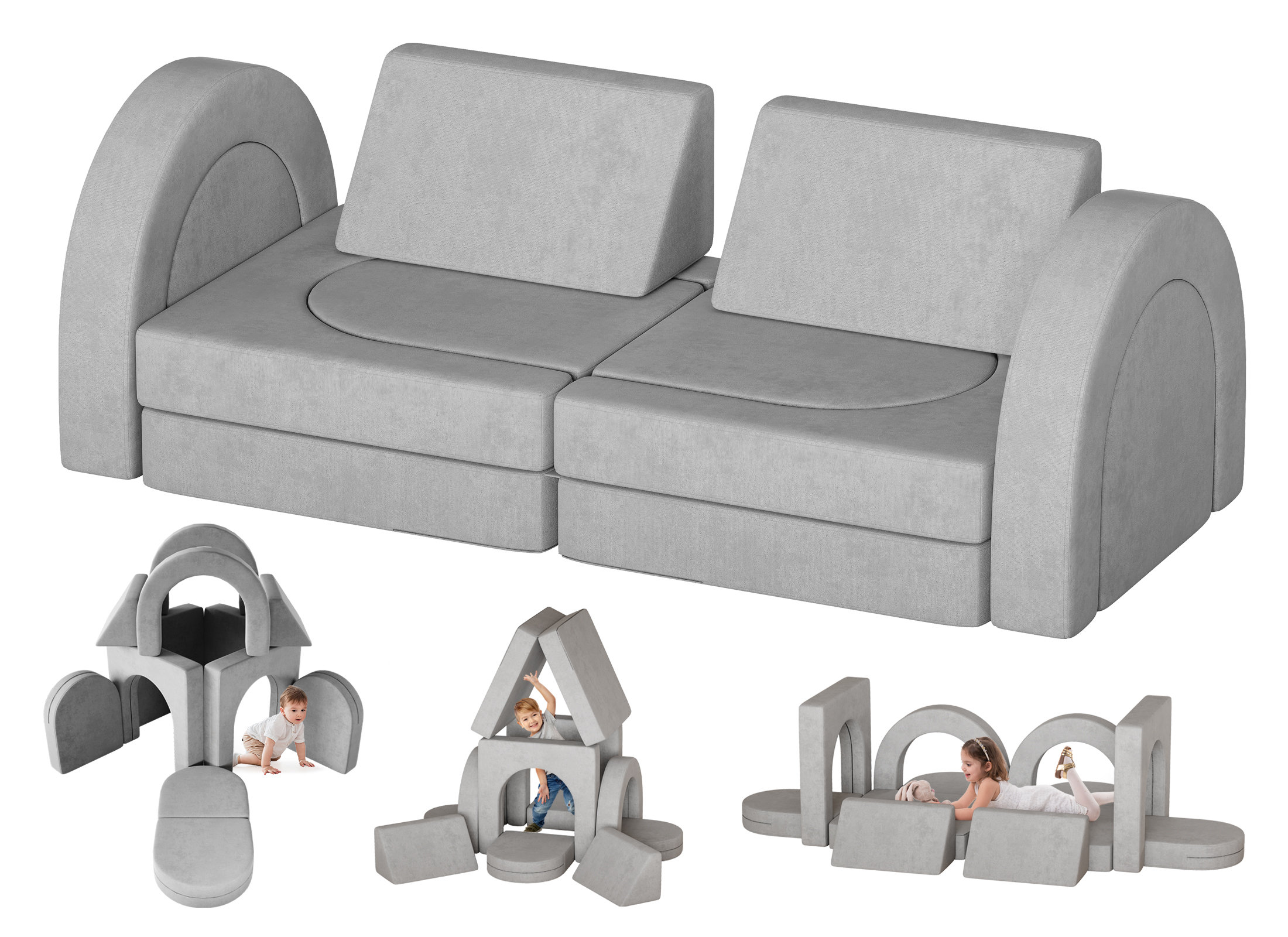 Isabelle & Max™ Kids Couch, 12pcs Modular Toddler Couch With 4 Arches ...