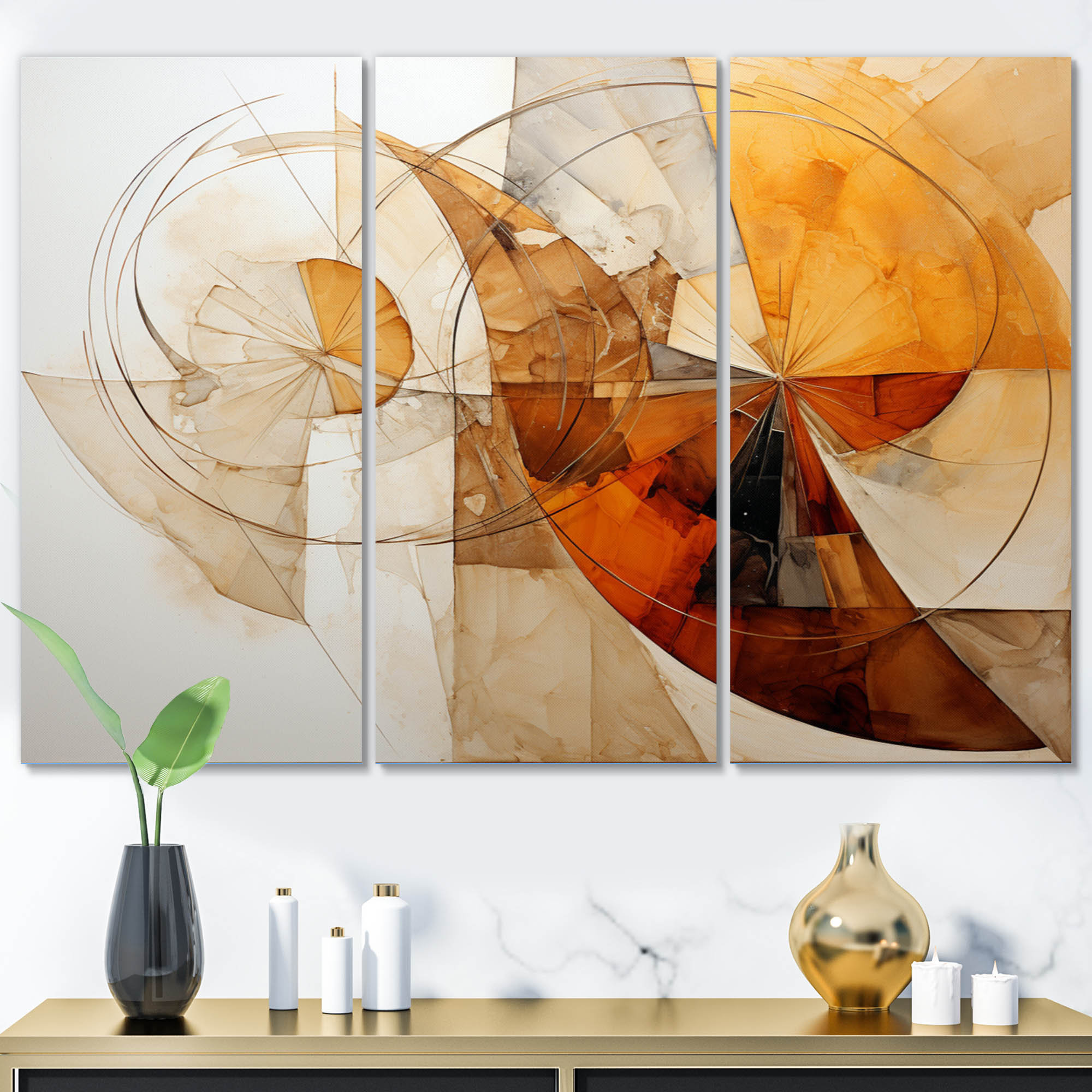 Design Art Earthly Tones II - Abstract Spirals Metal Wall Art Living Room Set | Wayfair
