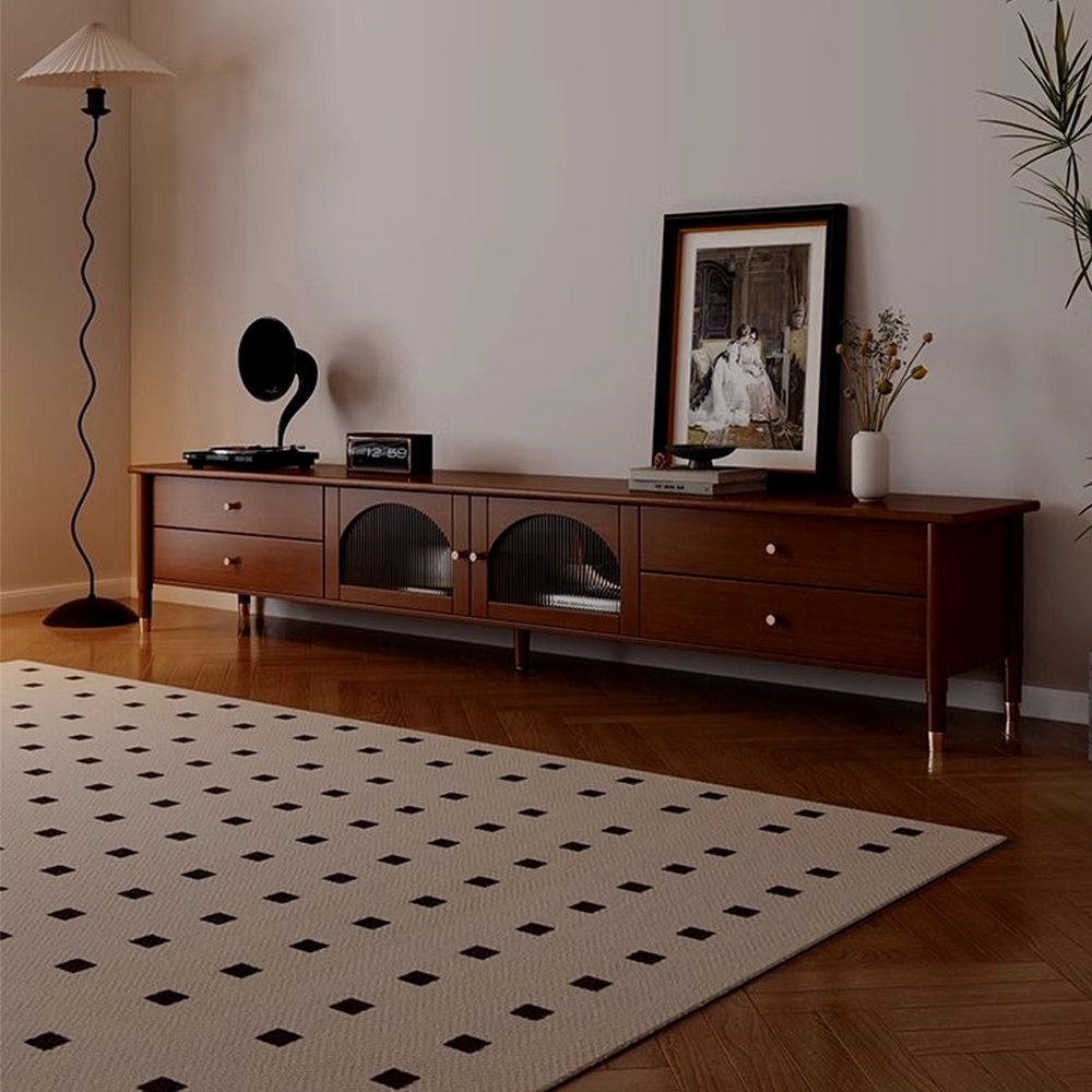 LIZIYE Glass top arch TV stand spacious cabinet | Wayfair