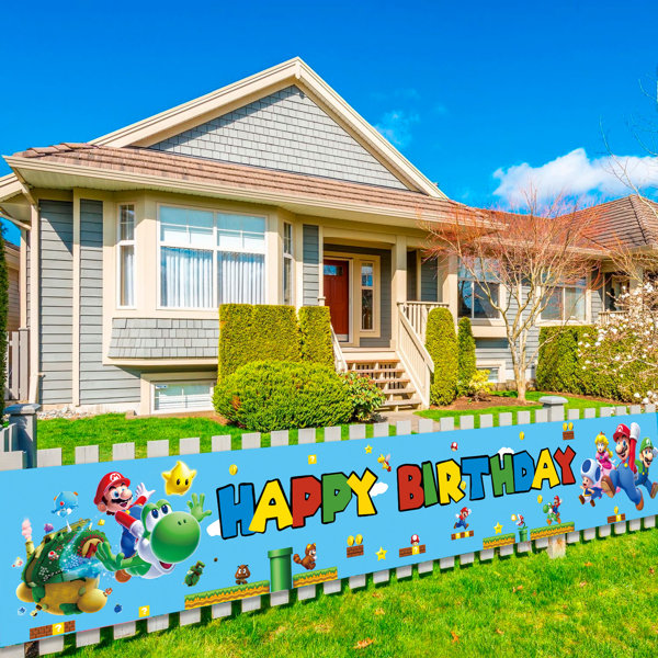 The Party Aisle™ Super Mario Birthday Banner, 1pcs Super Mario Party ...