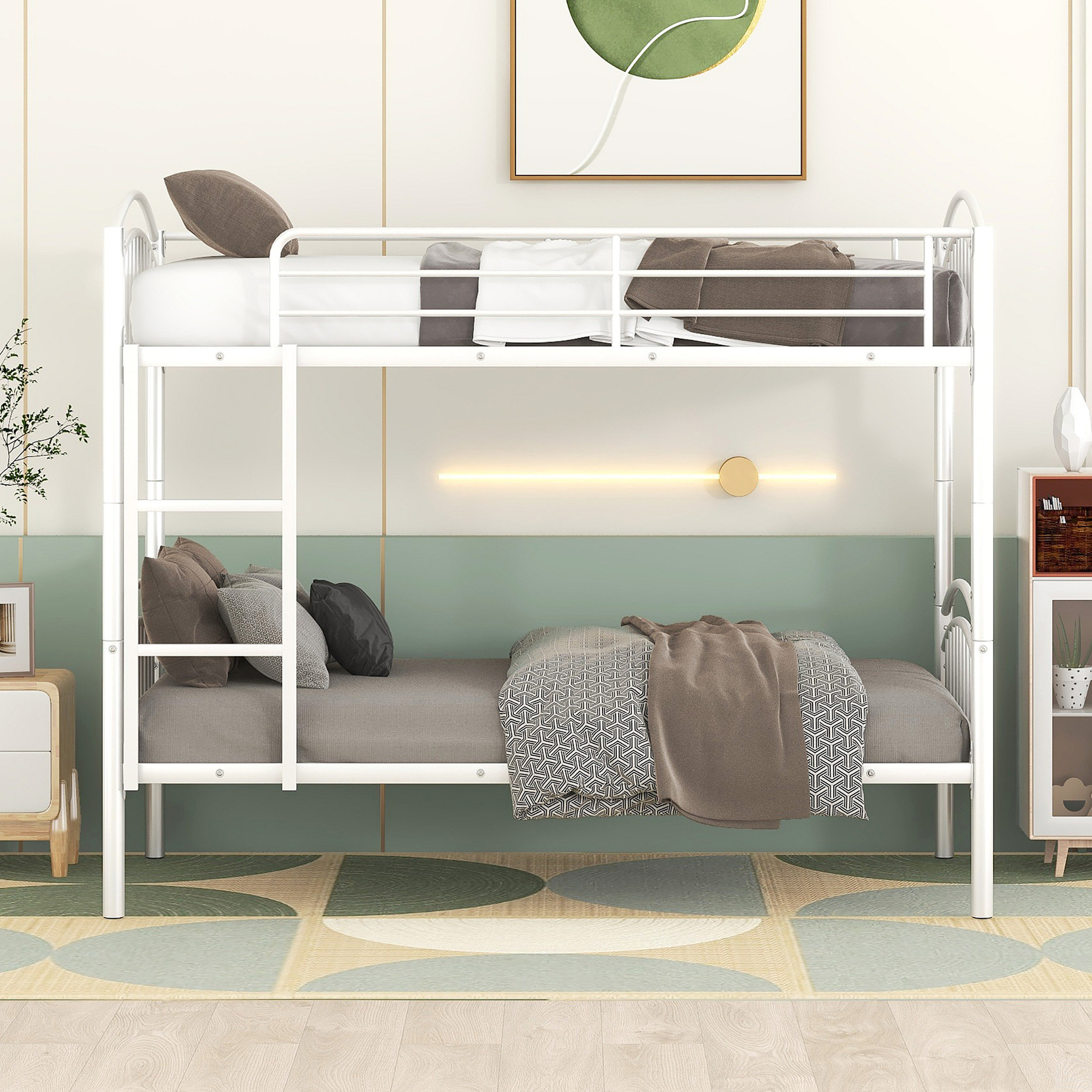 Isabelle & Max™ Twin Over Twin Metal Bunk Bed,Divided Into Two Beds ...