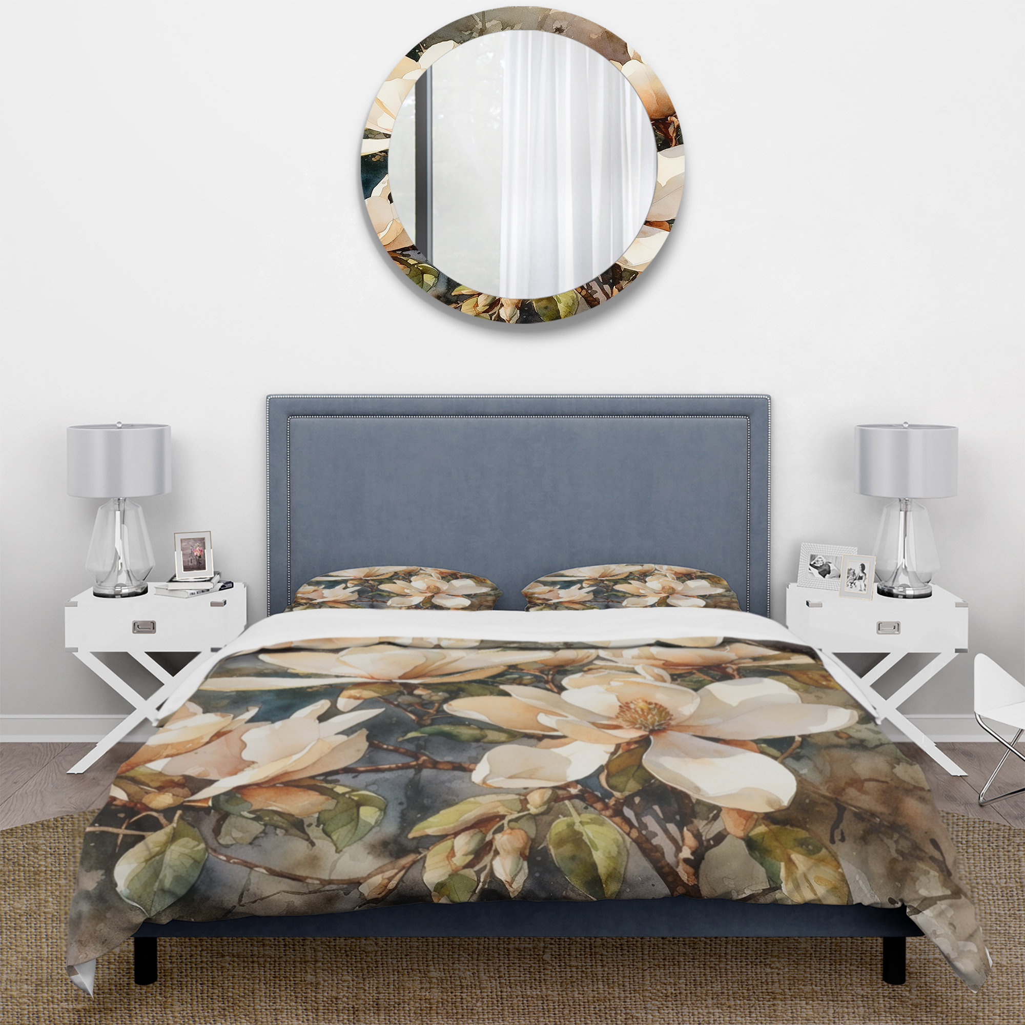 Design Art Cream Magnolia Symphony BeddingMicrofiber / Polyester Duvet ...