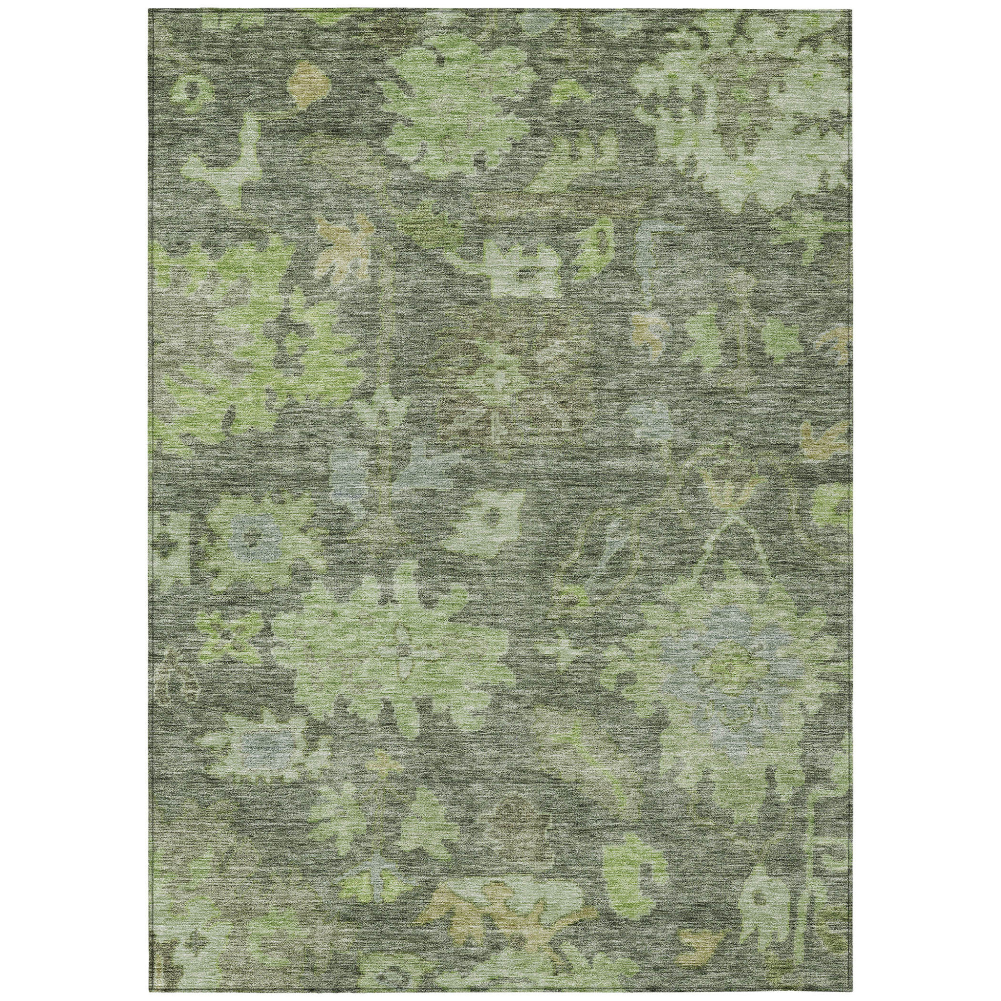 HomeRoots 8' X 10' Fern Green And Olive Green Floral Washable Indoor ...