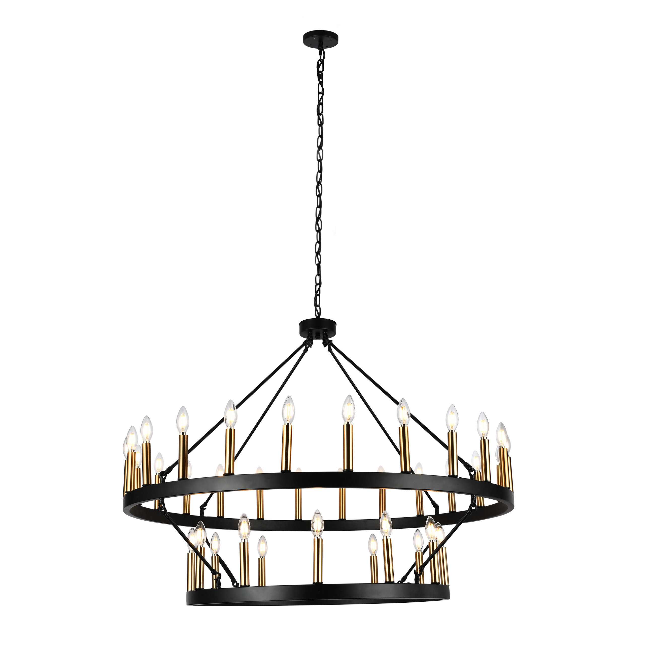 Gracie Oaks Faolan 36 - Light Candle Style Wagon Wheel Chandelier ...
