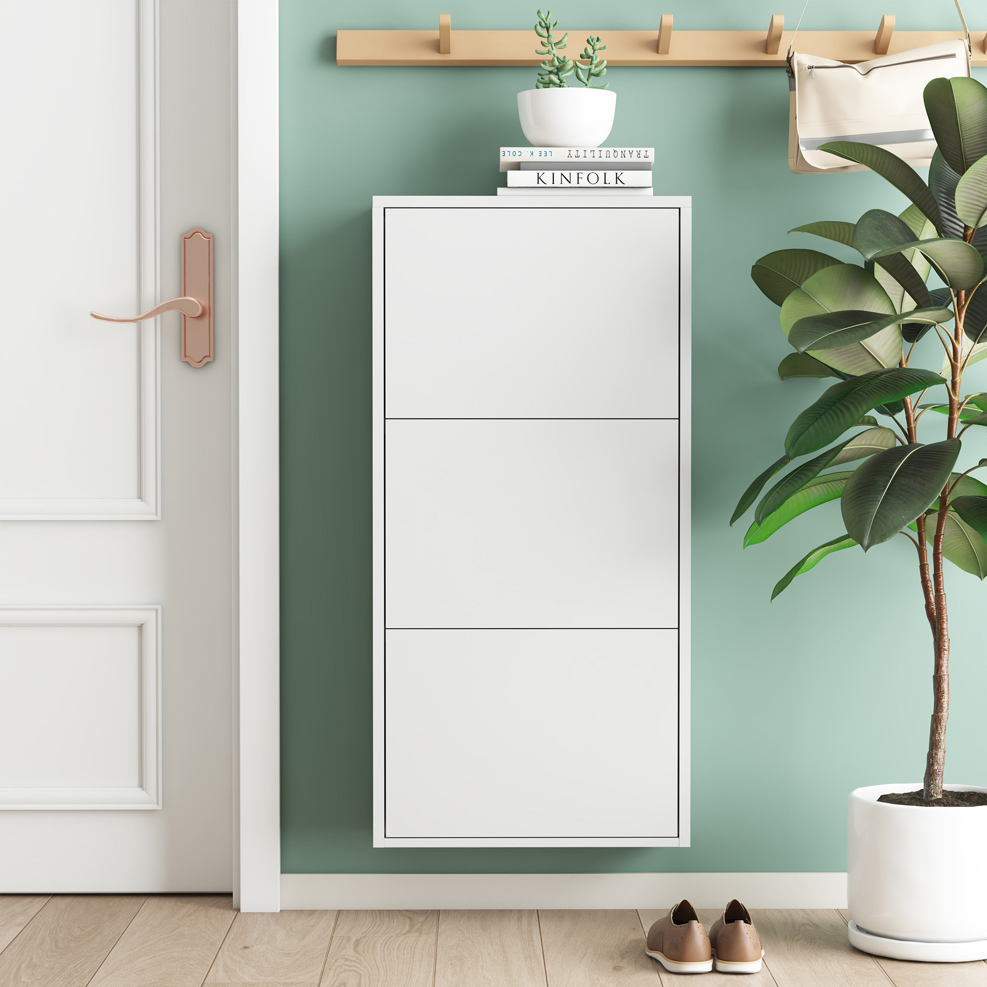 Ebern Designs 41"H 3 Drawers Shoe Storage Cabinet With Flip Drawers ...