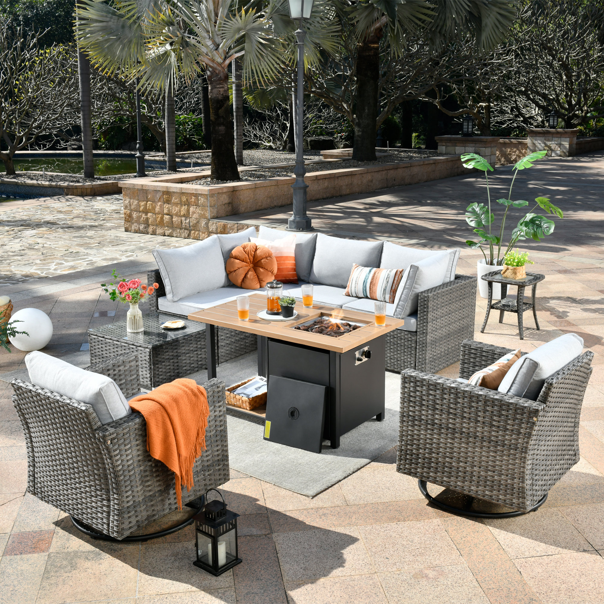 Latitude Run® 8 Pieces Patio Outdoor Conversation Sectional Set With ...