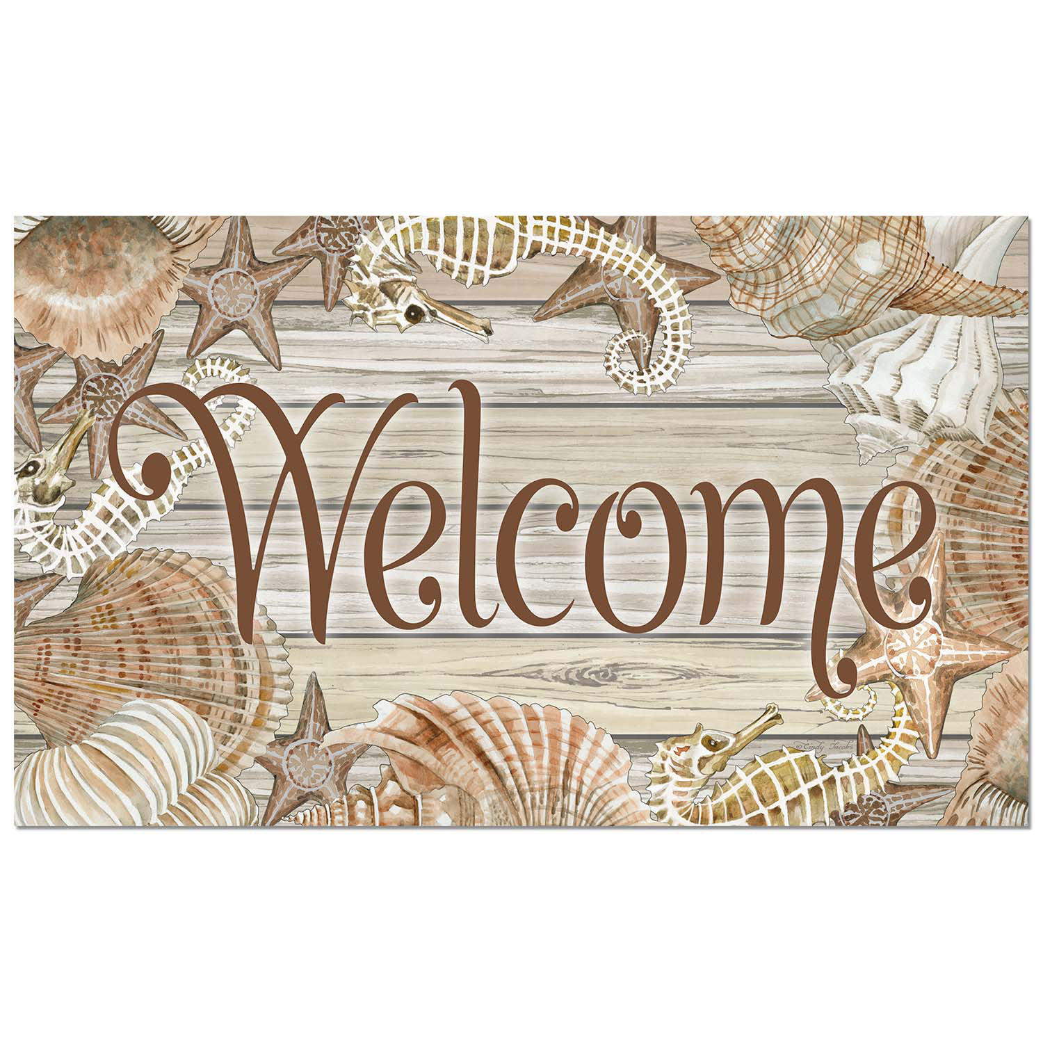 CounterArt Shell Welcome Indoor/Outdoor Entryway Floor Mat | Wayfair