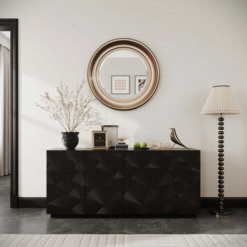 Wrought Studio Sideboard Buffet Cabinet, 4-Door Modern Accent Storage ...