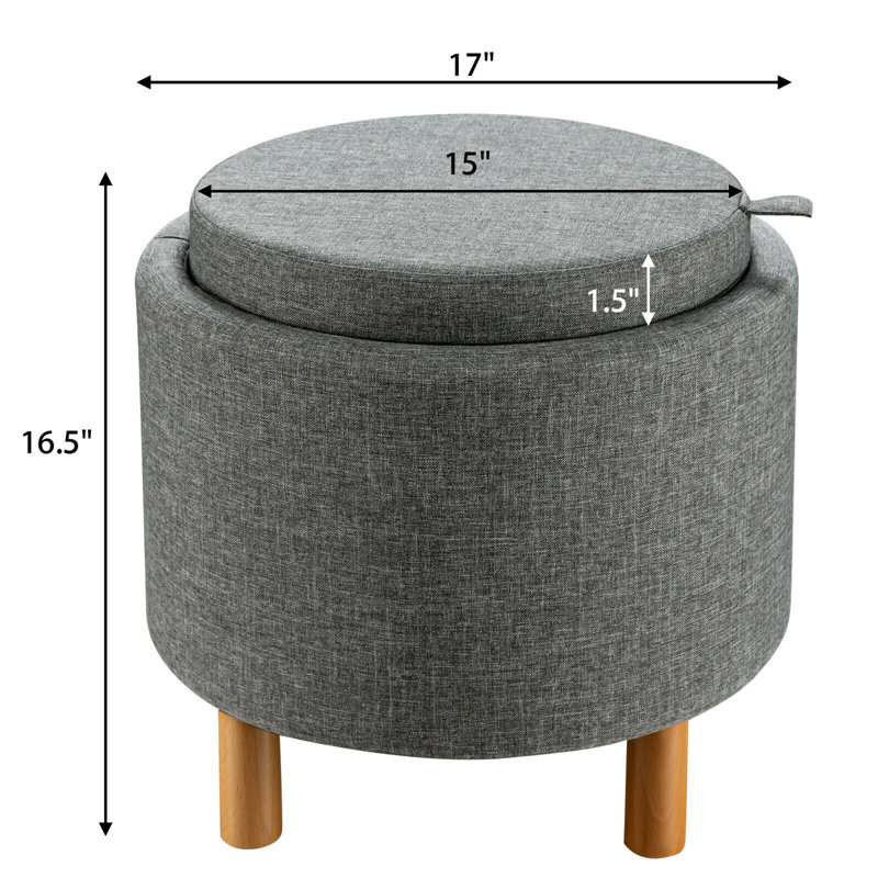 Latitude Run® Wollstone 17'' Wide Round Storage Ottoman & Reviews | Wayfair