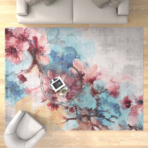 Lark Manor™ Abeal Floral Area Rug in Pink/Blue/Yellow & Reviews | Wayfair