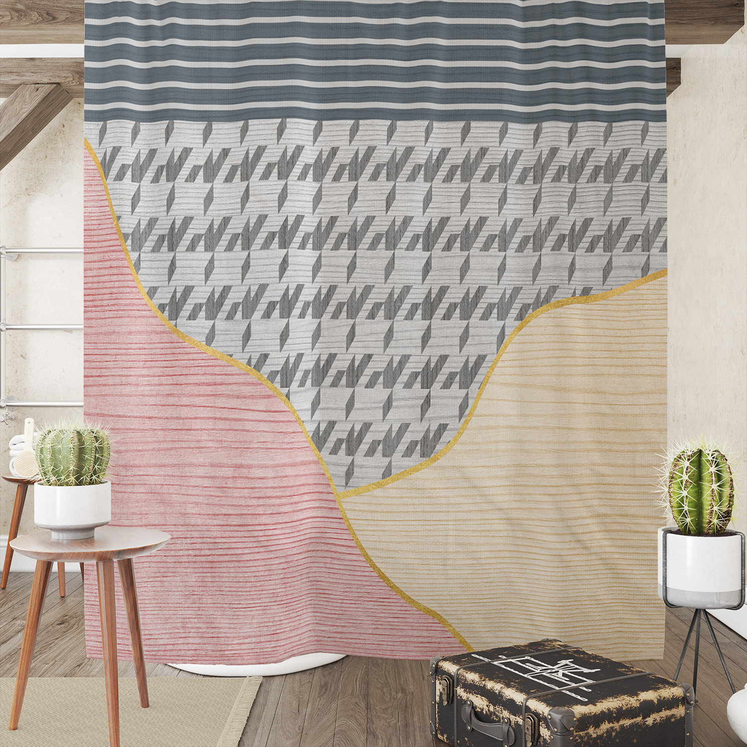 East Urban Home Houndstooth Single Shower Curtain | Wayfair