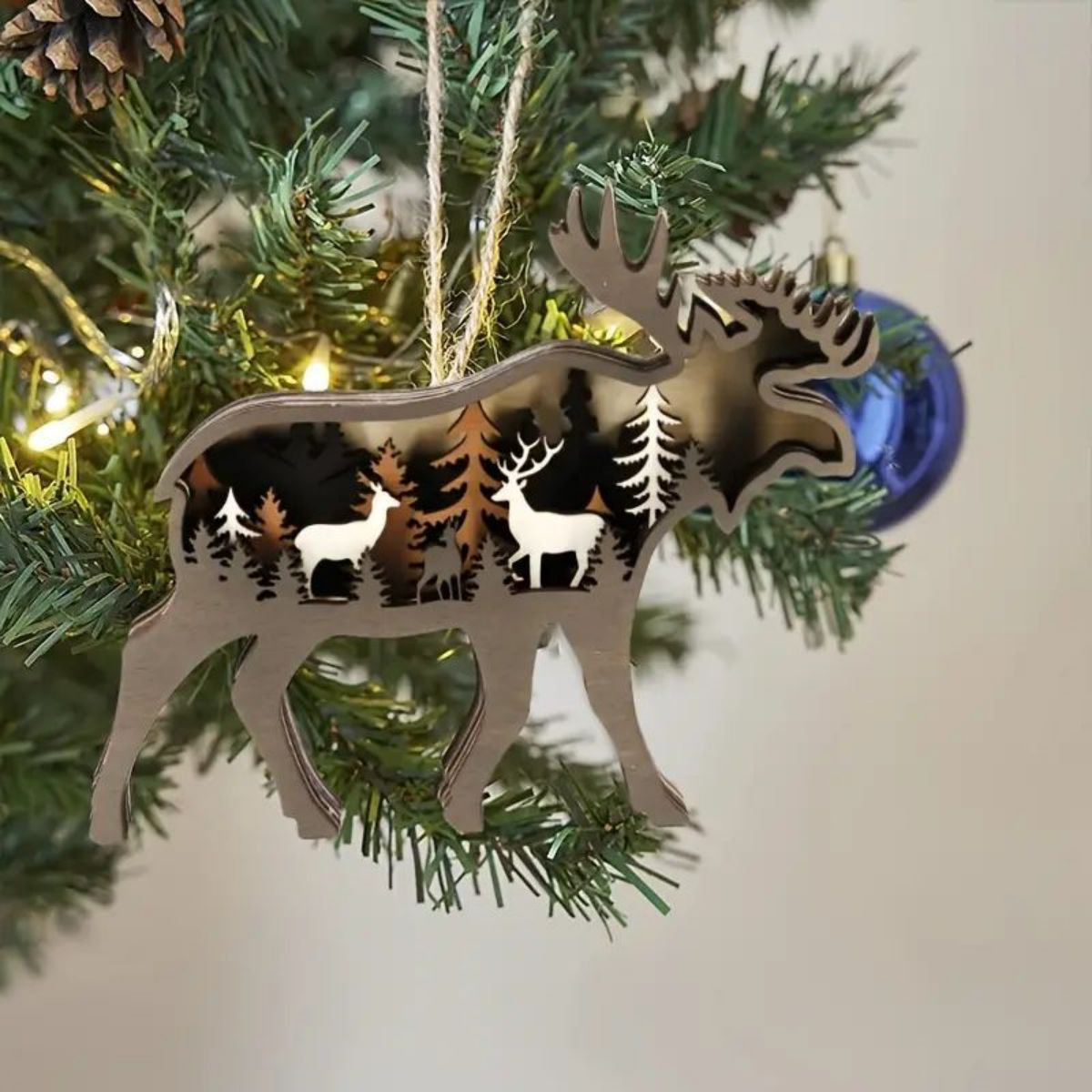 Millwood Pines Wooden Forest Animal Figurines Deer Statues For Home ...