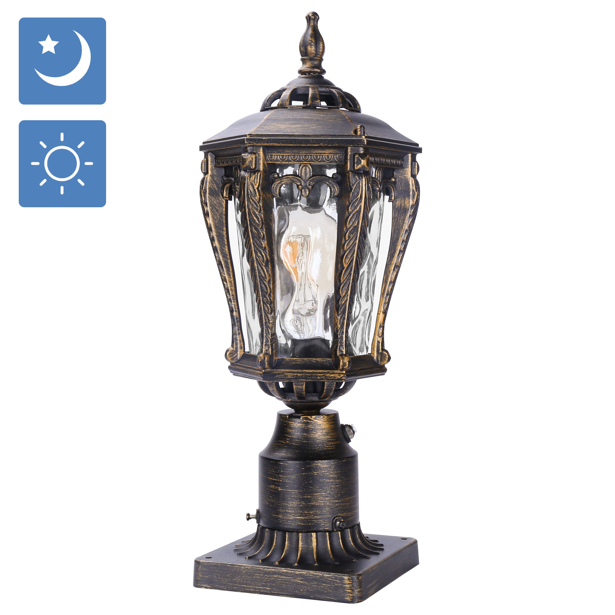 Canora Grey Gretha Dusk To Dawn Post Light With Pier Mount Base, Black ...