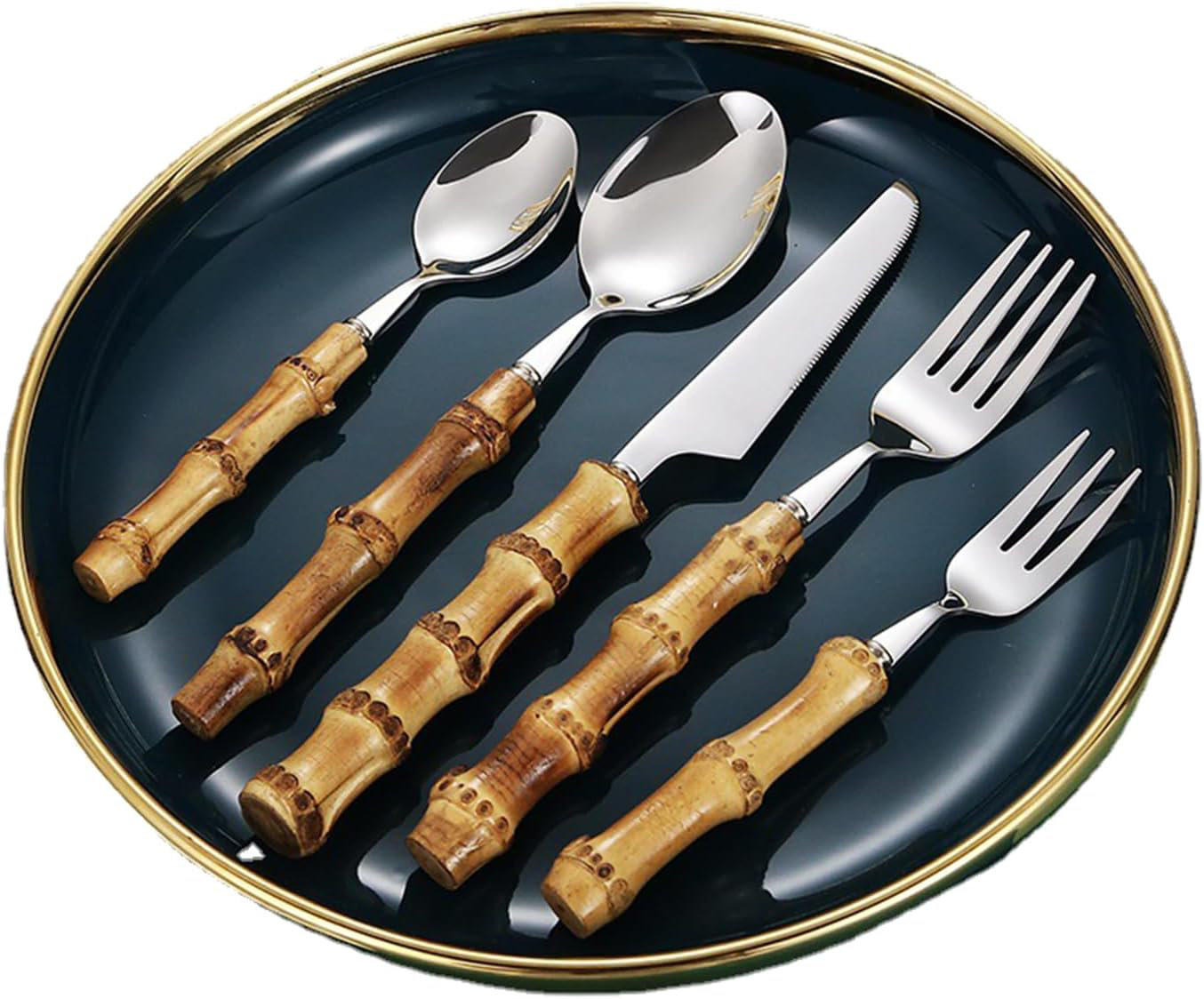 Bayou Breeze Bamboo Flatware Set For 6, 30-Piece Eco-Friendly Kitchen ...