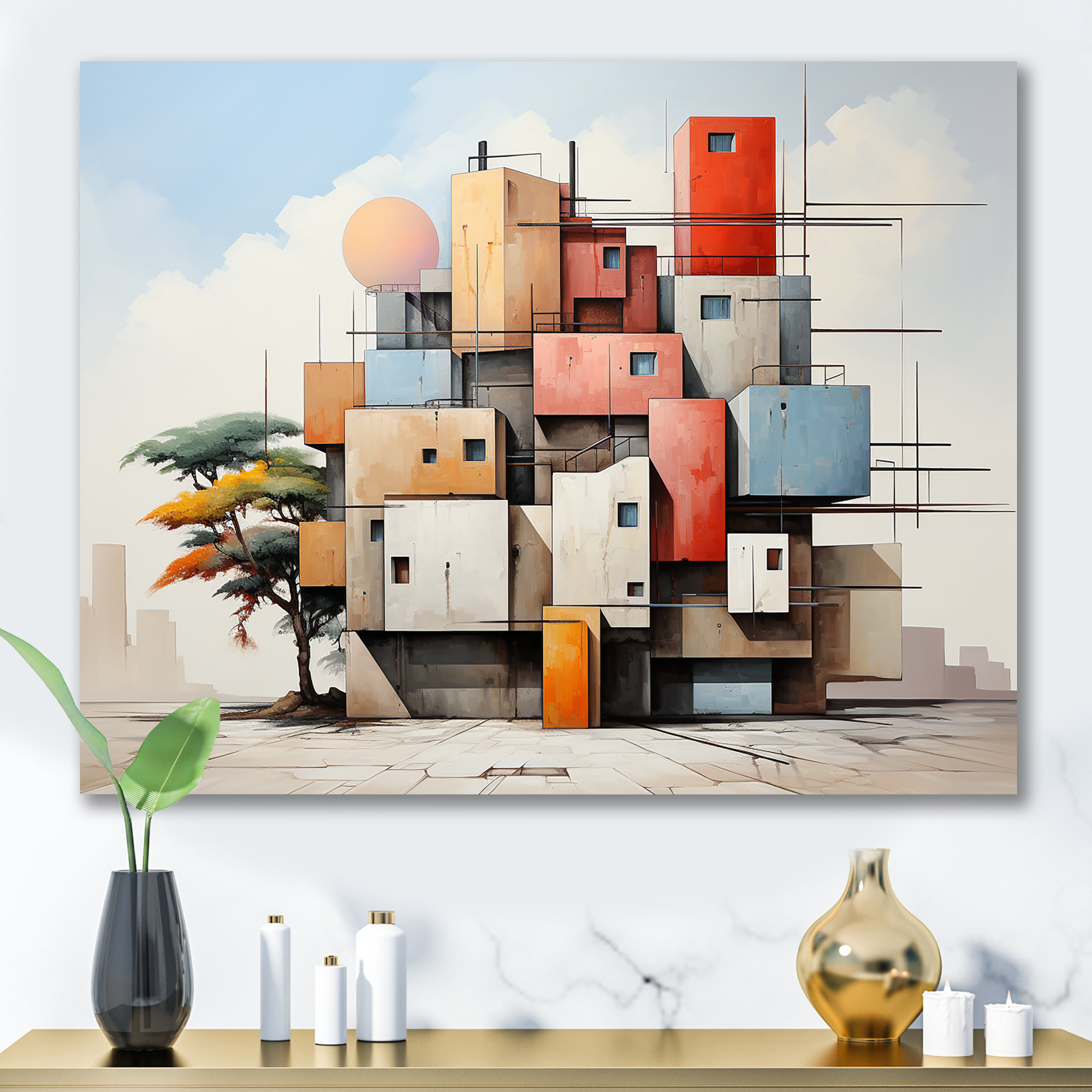 Design Art Colorful Cubic City De Stijil - Buildings Canvas Prints ...