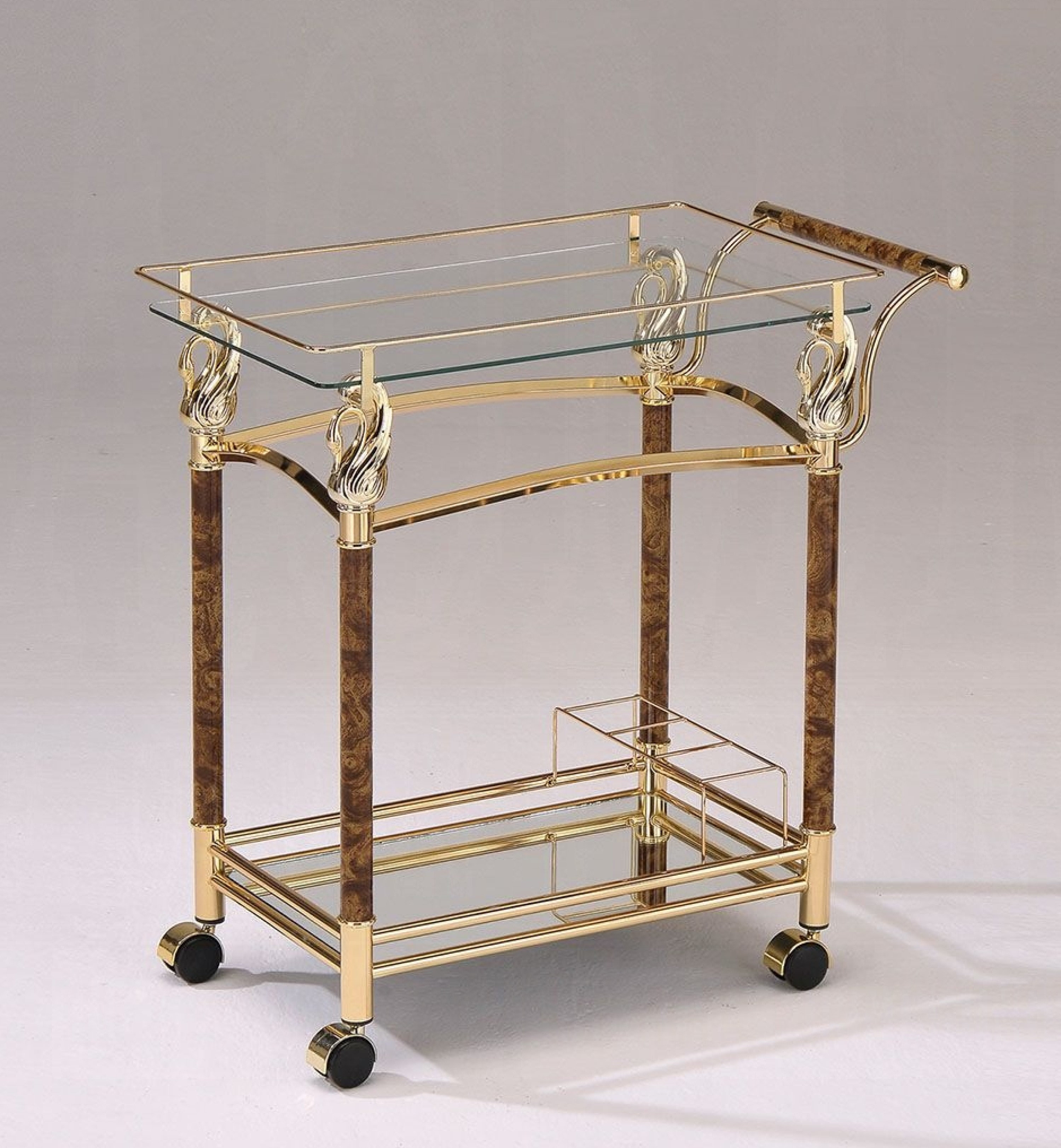 House of Hampton® Riggle Rectangular Serving Bar Cart in Gold Plated ...
