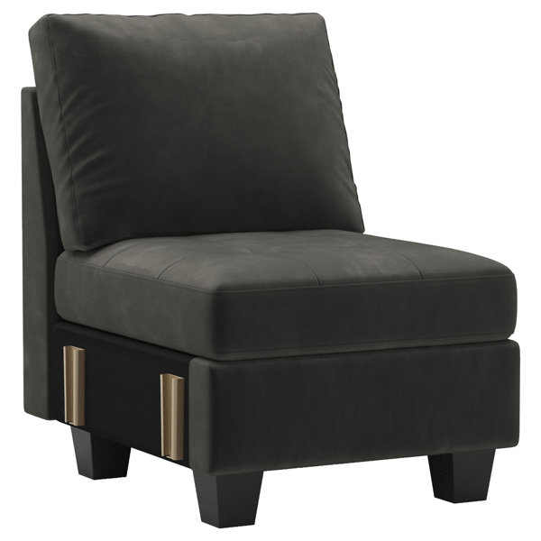 Ebern Designs Davontre 23.6'' Wide Velvet Armless Chair, Single Chair ...