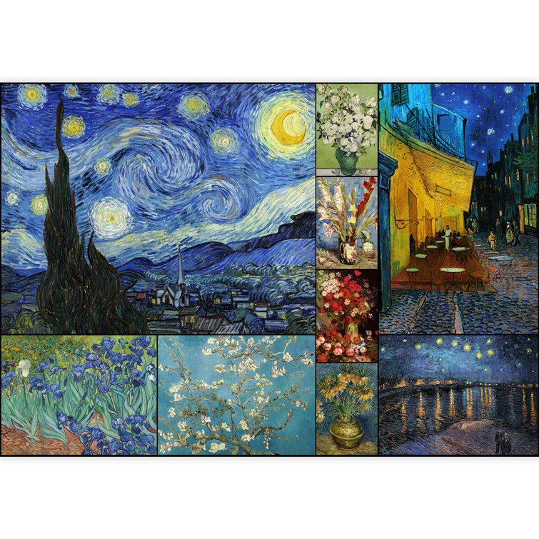 IDEA4WALL Starry Night Irises Famous Paintings Collage by Vincent Van ...