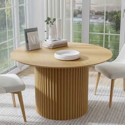 Latitude Run® Solid Wood Dining Table Round Pedestal Kitchen Table ...