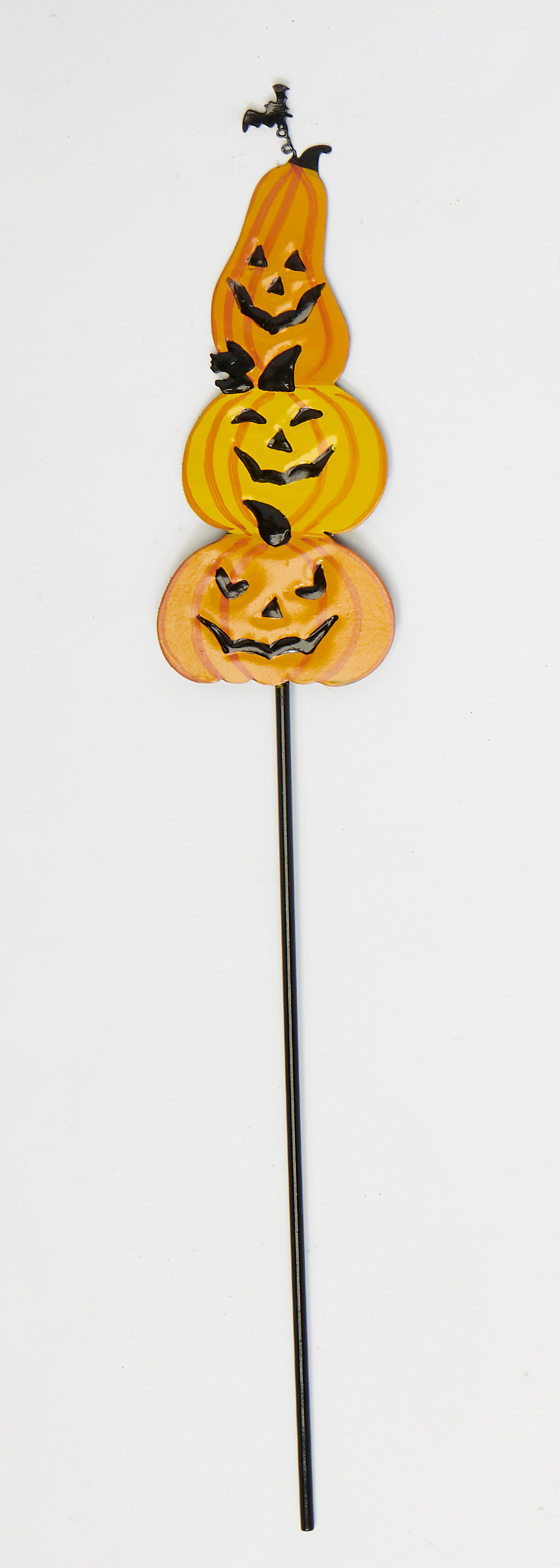 The Holiday Aisle® 16" Halloween Iron Stacked Pumpkin Pick | Wayfair