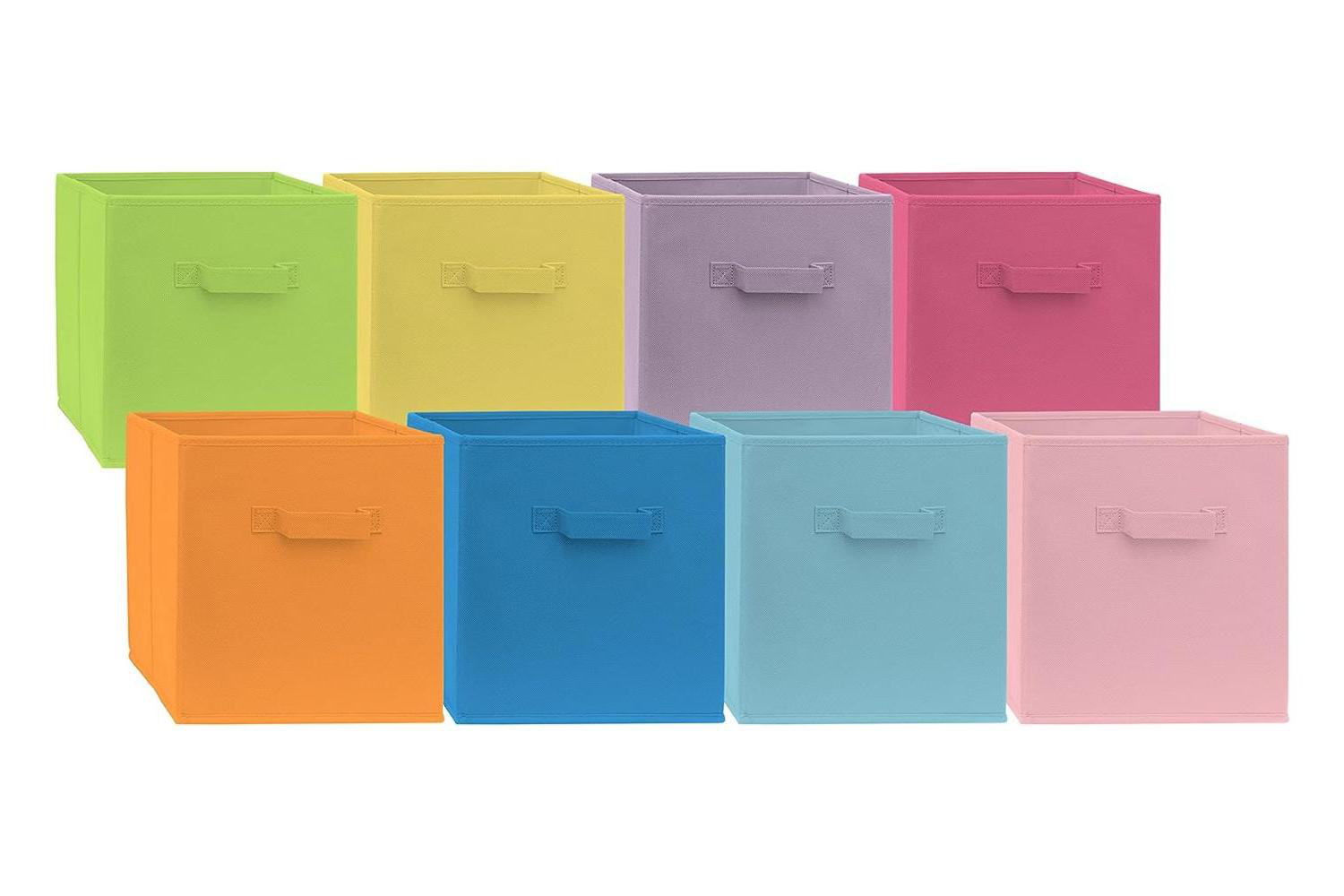 Latitude Run® Fabric Storage Bins - 8 Pack - Fun Colored Storage Cubes ...