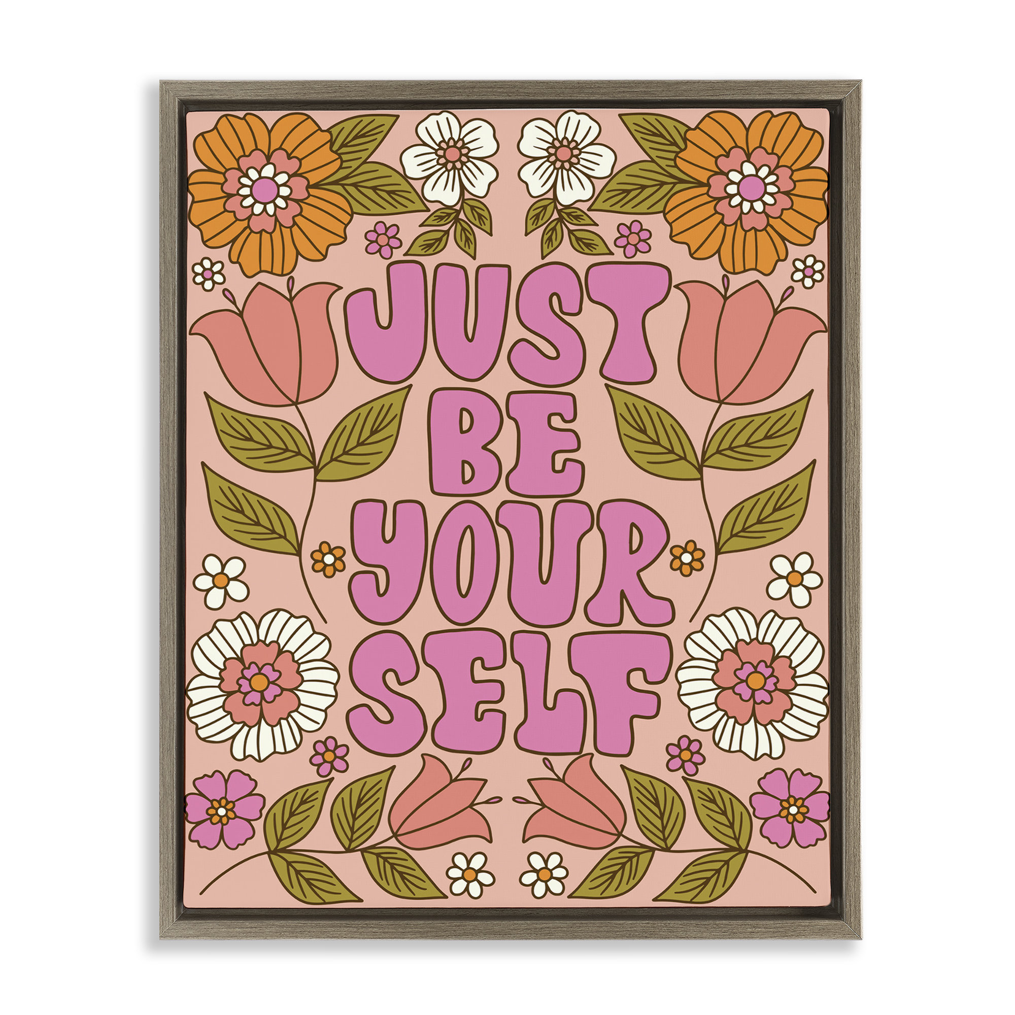 Winston Porter Be Yourself Flower Power Framed Floater Canvas Wall Art ...