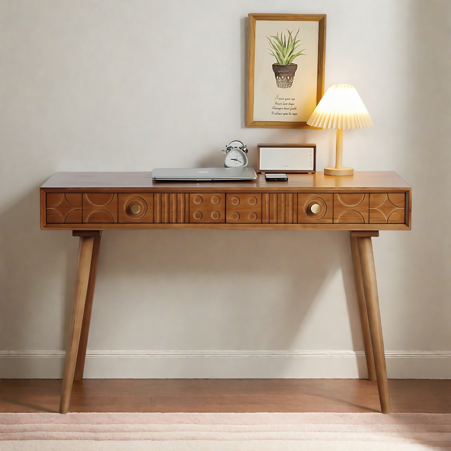 George Oliver Simple Pine Wood Solid Carving Desk | Wayfair