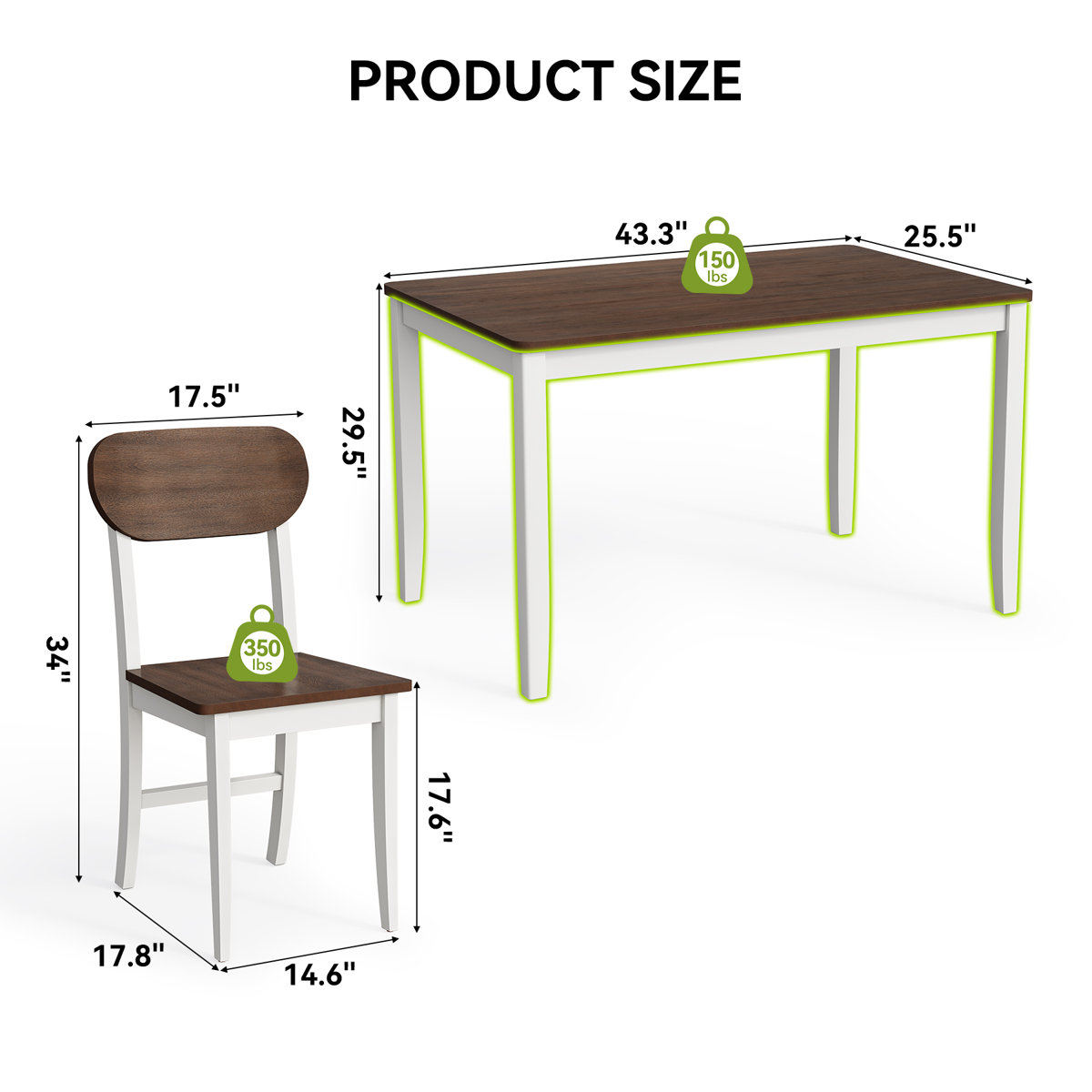 Lark Manor™ 5-Piece Solid Wood Dining Table Set for 4, Farmhouse ...