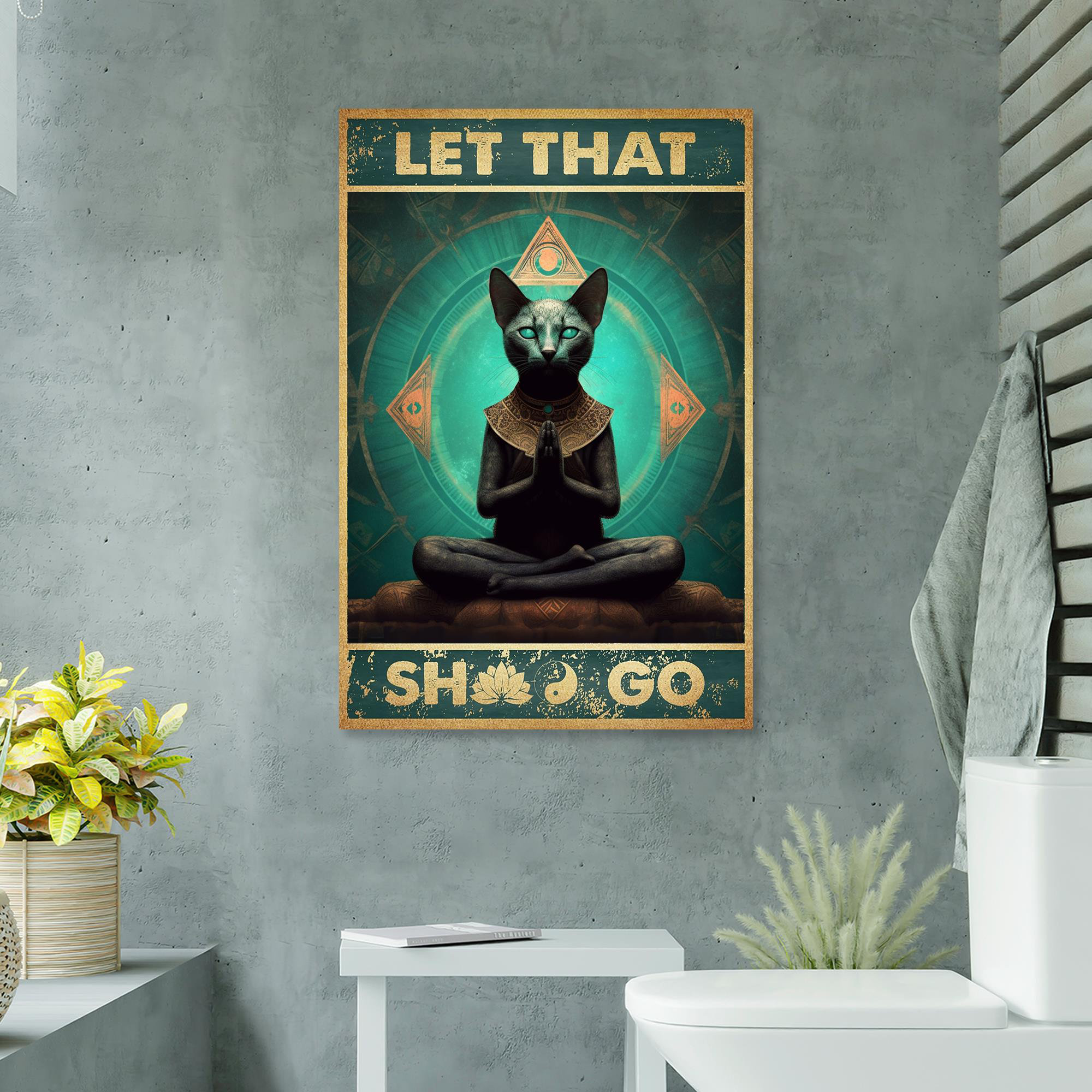 Trinx Cat Yoga Let That Shoo Go - 1 Piece Rectangle Graphic Art Print ...