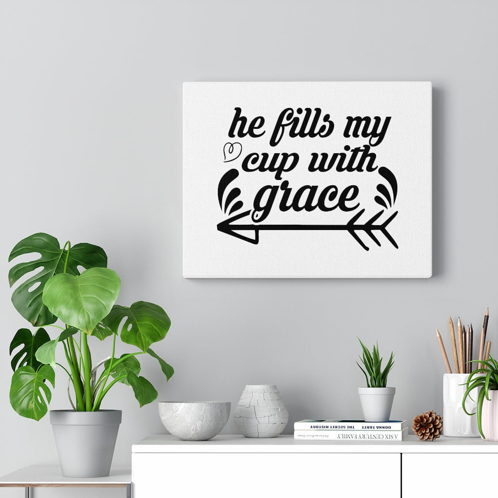 Blue Elephant He Fills My Cup Grace - Wrapped Canvas Typography ...