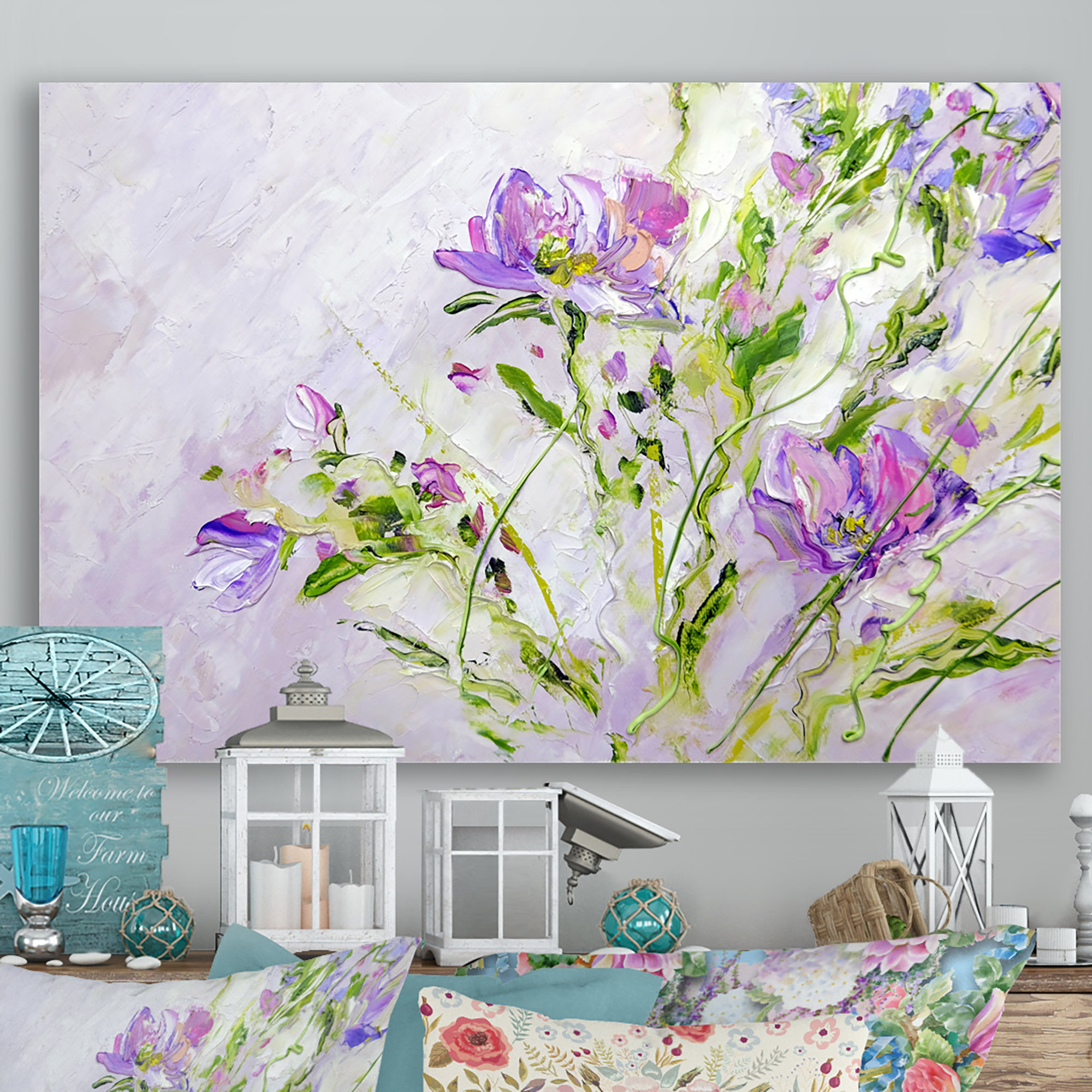 Winston Porter Modern Purple Spring Flowers - Floater Frame Print on ...