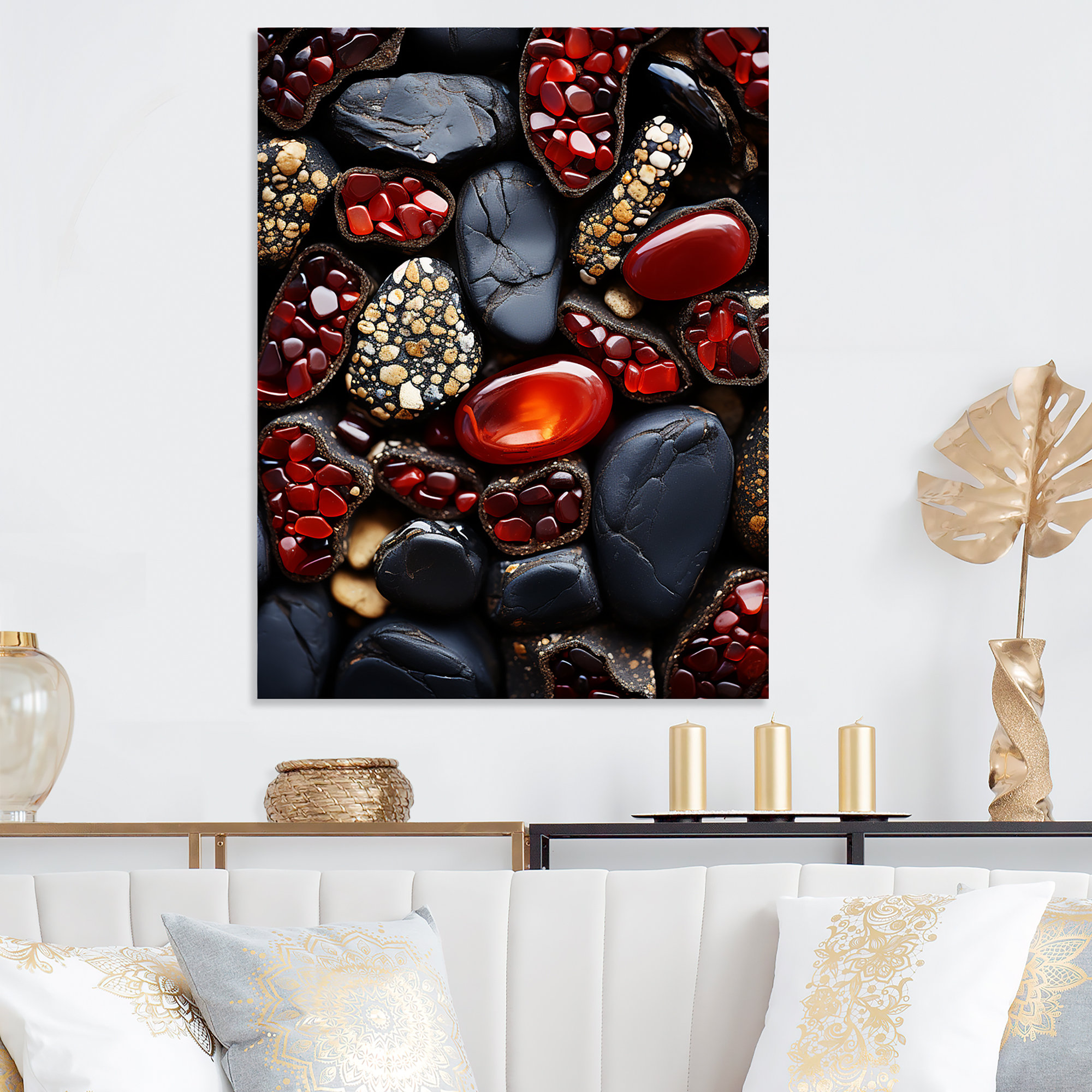 Ivy Bronx Stone Ruby Radiance 1 - Stone Geode Metal Wall Art | Wayfair