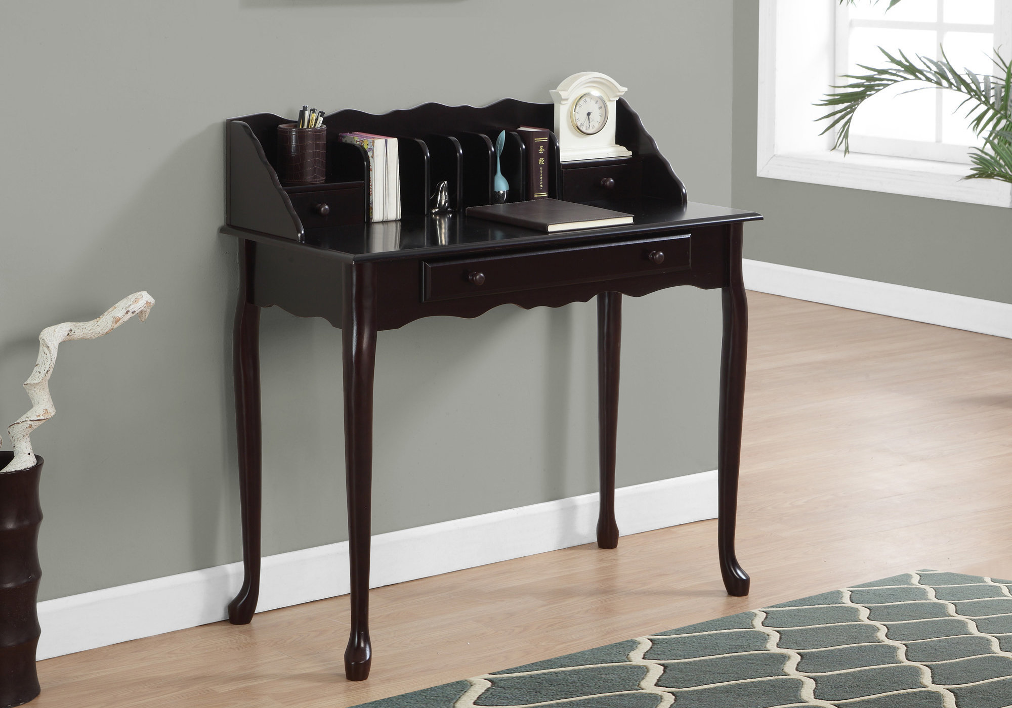 Astoria Grand Traditional Brown Wood Computer Desk With Storage Drawers ...