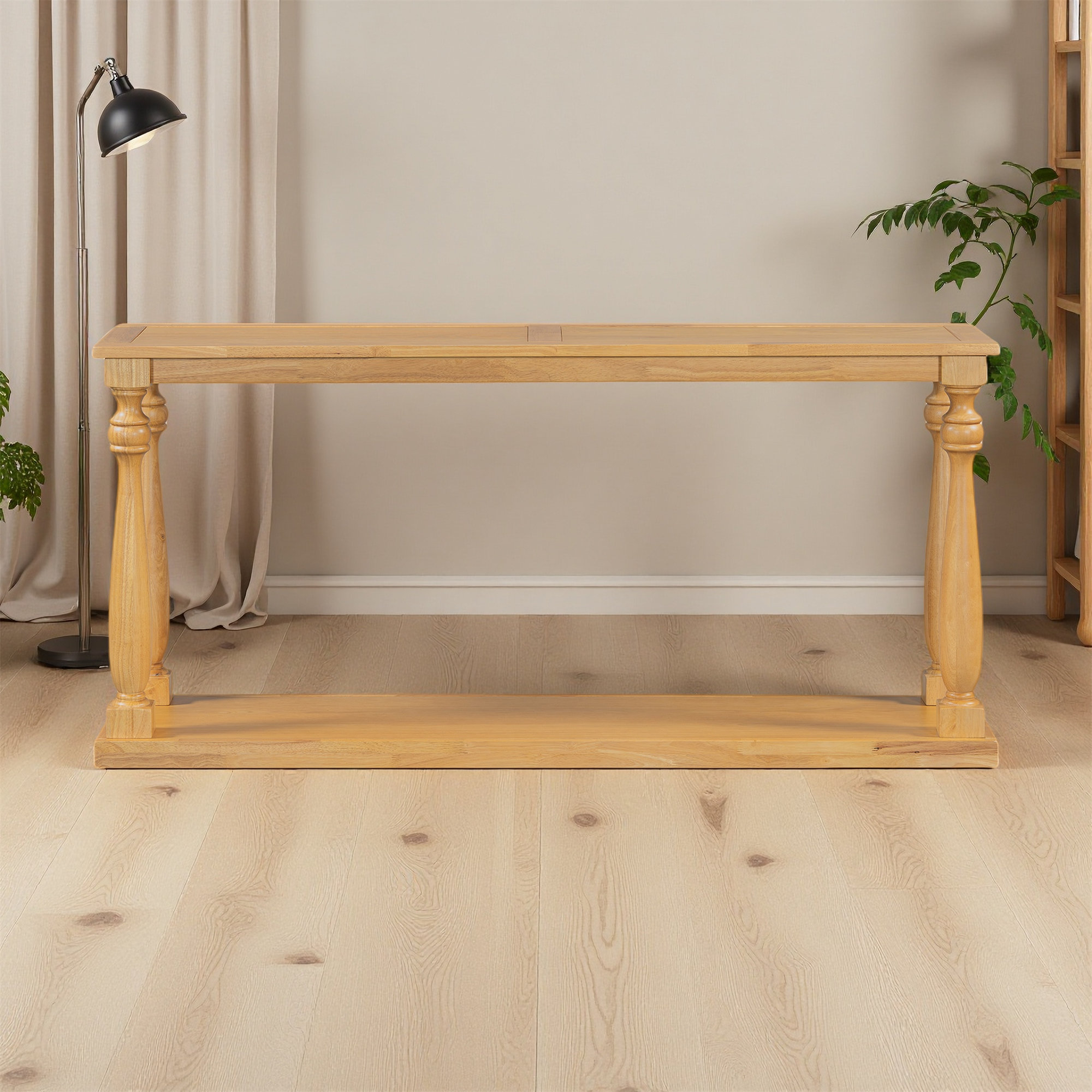 Darby Home Co Vintage Wood Grain Console Table With Bottom Shelf And ...