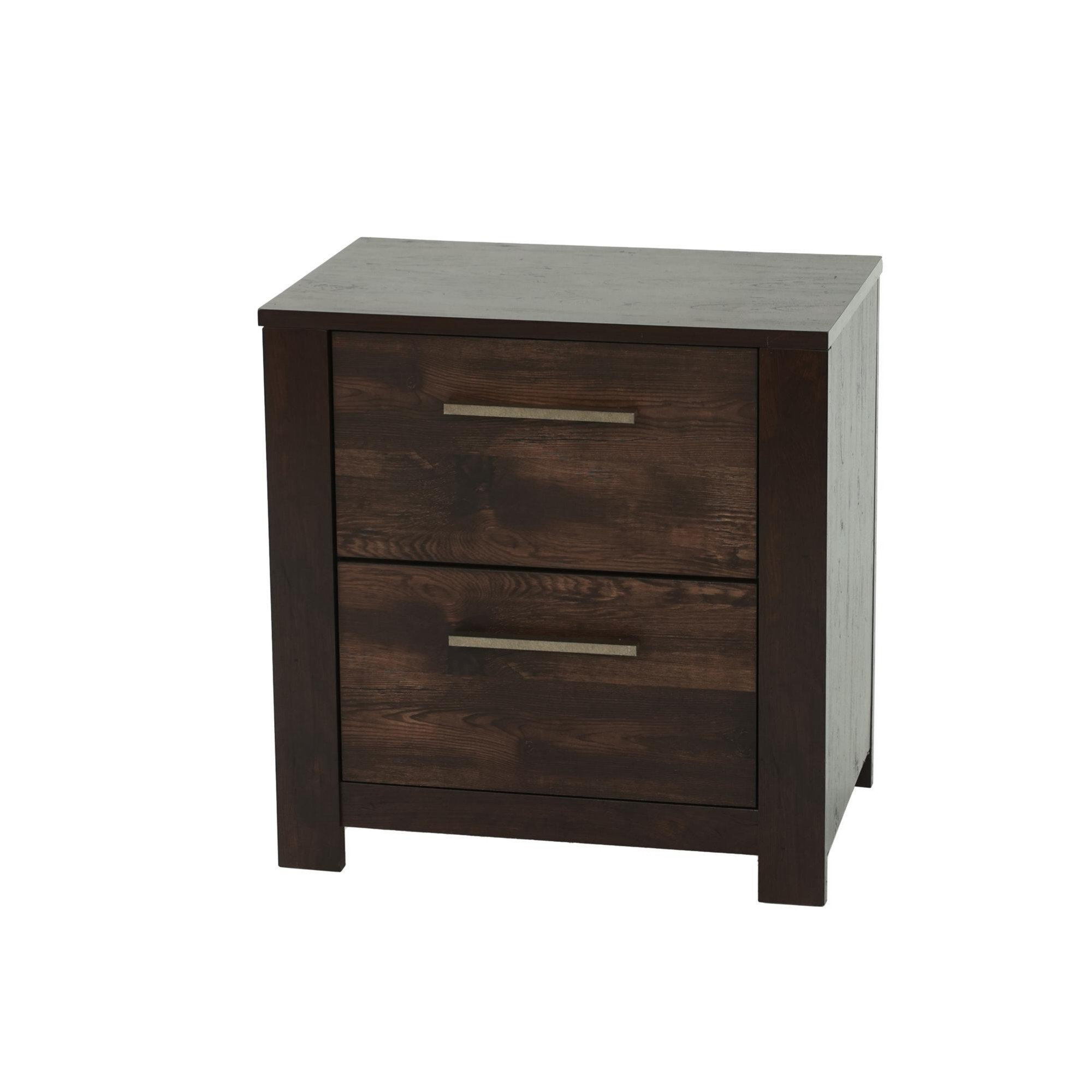 DELTA FURNITURE Rustic Nightstand Wooden Mahogany Finish Bedside Table ...