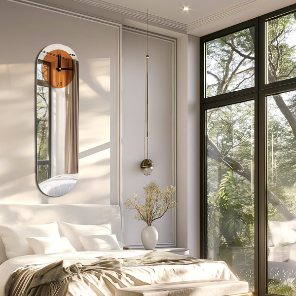 Latitude Run® Mirrored Wall Clock Long Oblong Wall Decorative Analogue ...