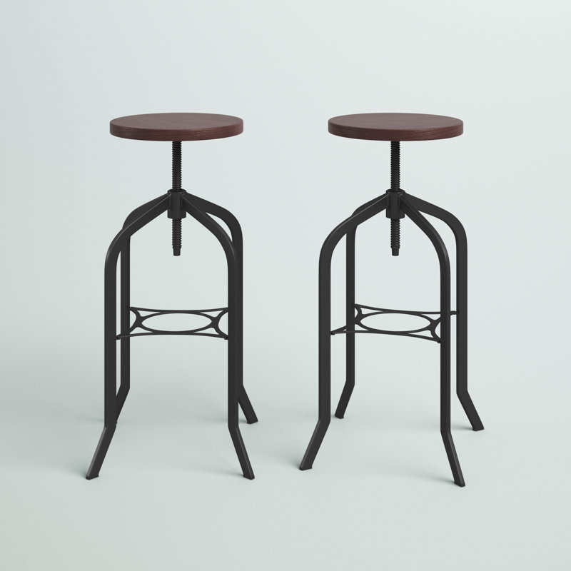 Steelside™ Cedric 30" Barstool with Adjustable Wood Seat - Kitchen ...