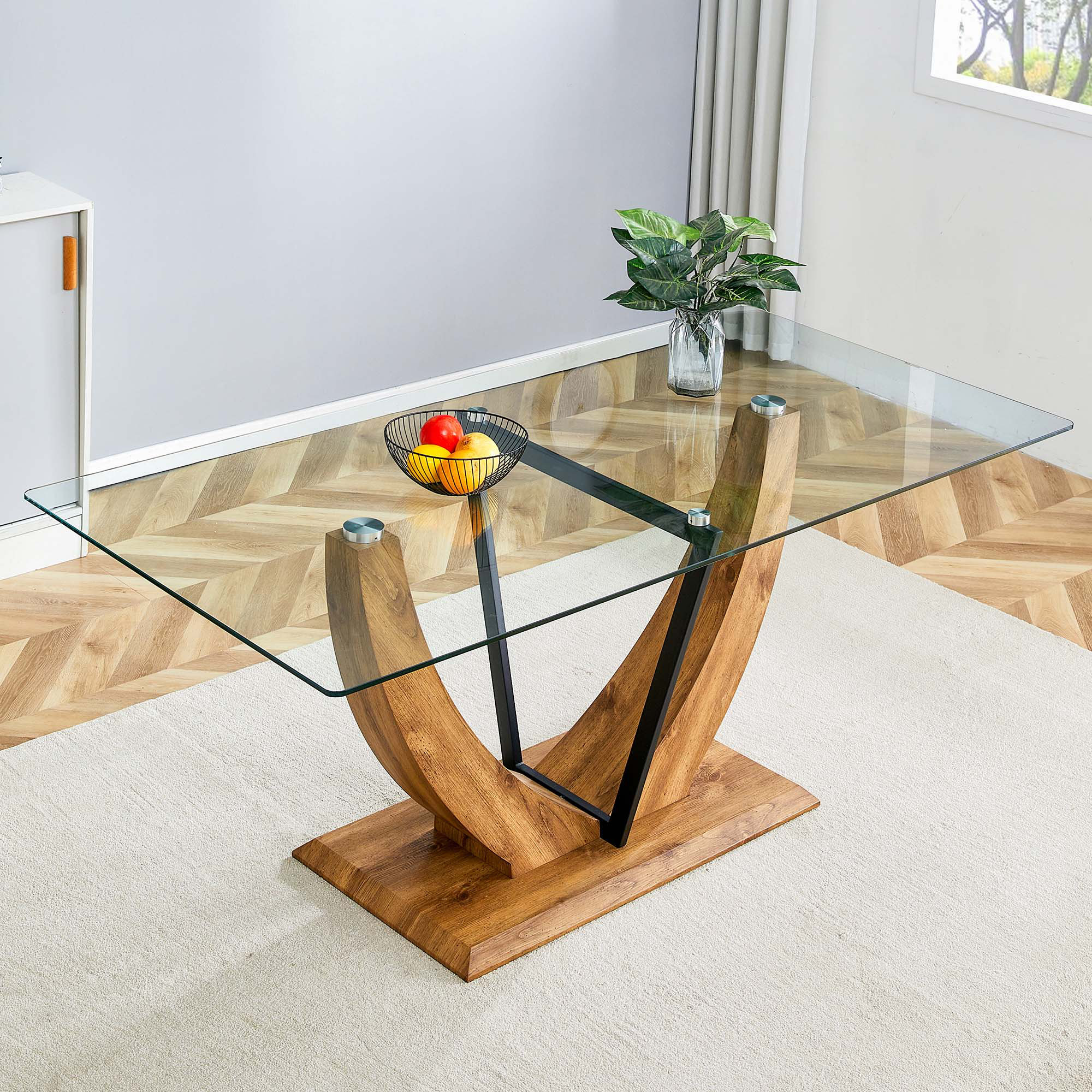Brayden Studio® Rectangular Glass Table(Only Table) | Wayfair