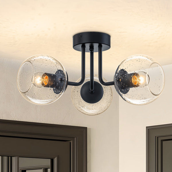 17 Stories 3-light Modern Sputnik Seeded Glass Globes Semi Flush Mount ...