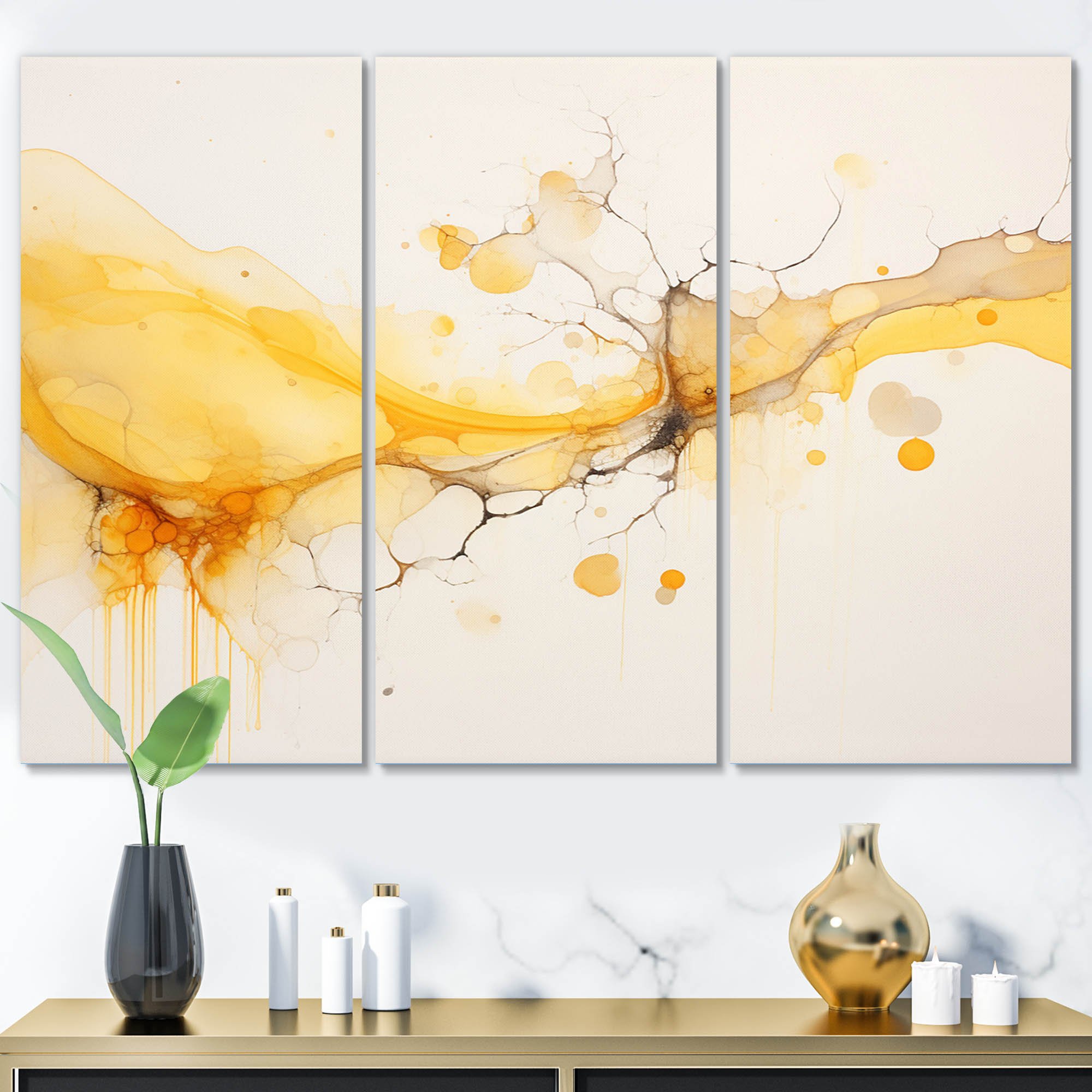 Design Art Undefined Continuation Liquid Waves Yellow I - Abstract ...