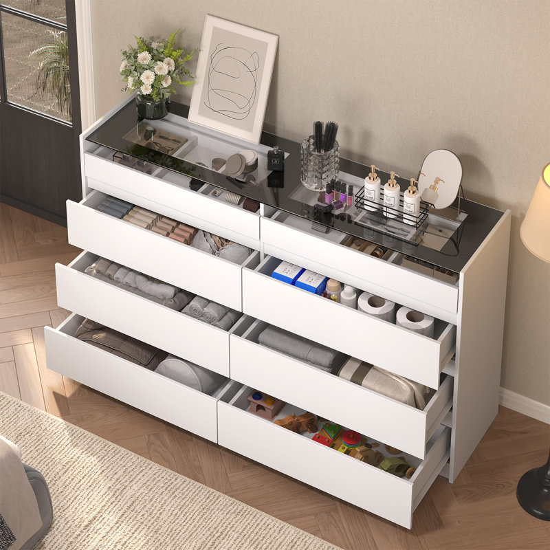 Wrought Studio™ 8 Drawer 47.2" W Double Dresser & Reviews | Wayfair